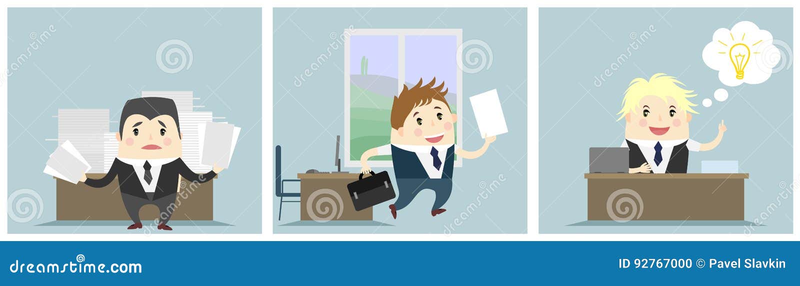 Three Businessmen in Office Stock Vector - Illustration of person ...