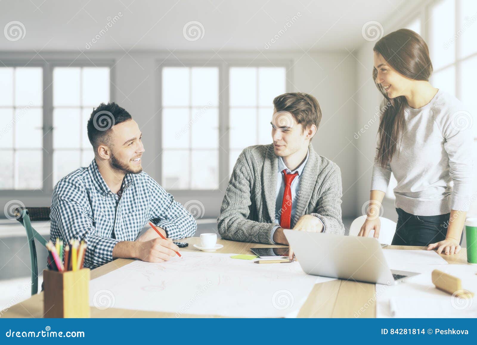 Three businessmen working stock photo. Image of creative - 84281814