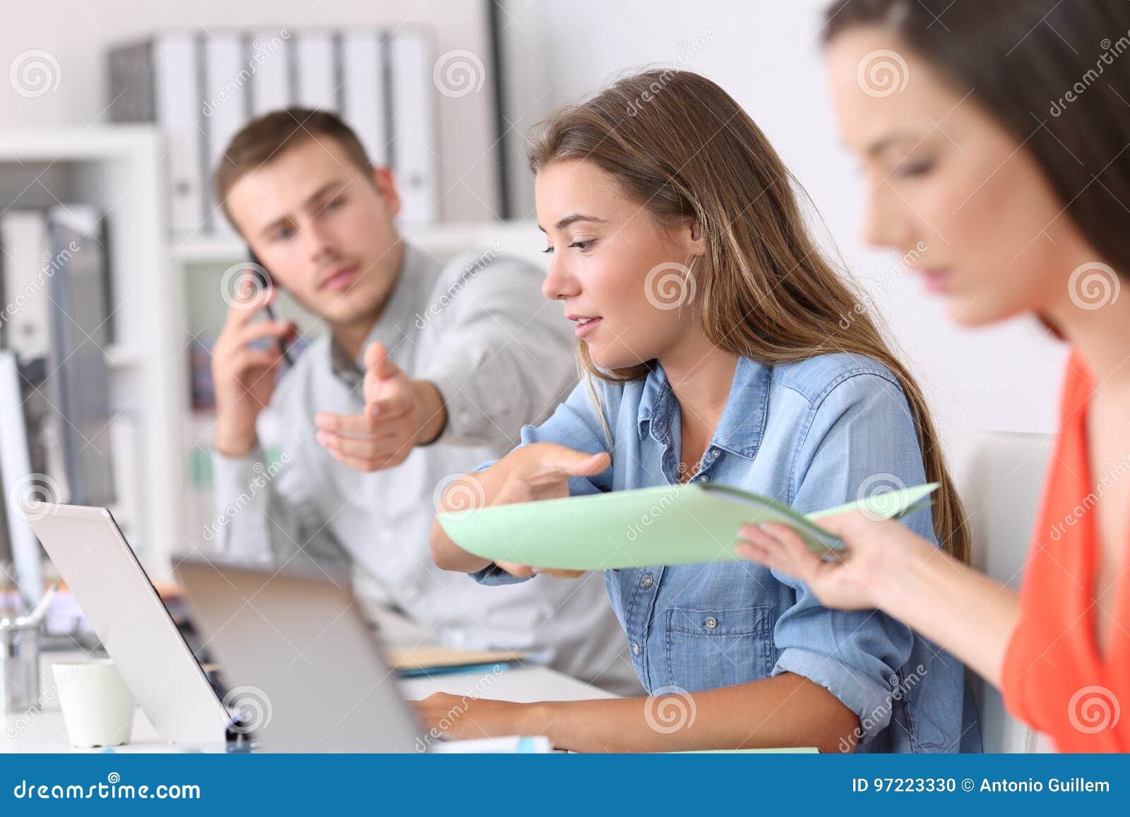 Three Businesspeople Working Hard at Office Stock Photo - Image of boss ...