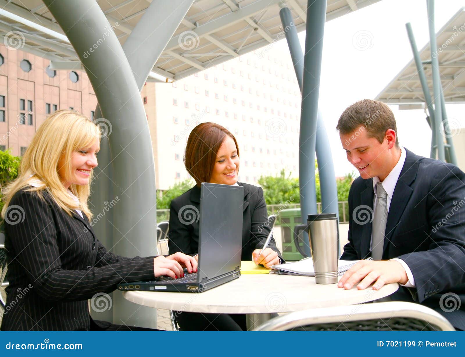 Three Busy Business People stock image. Image of outdoor - 7021199