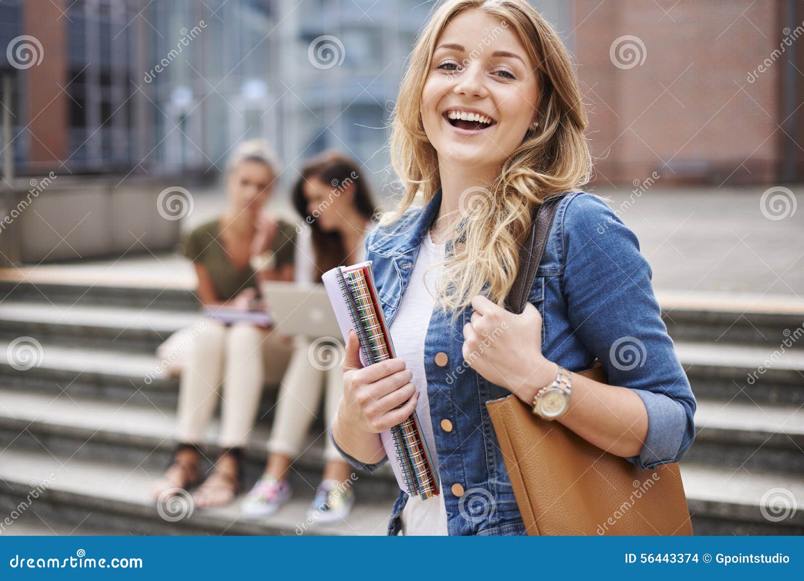 Three Busy Students on Campus Stock Photo - Image of colleagues ...