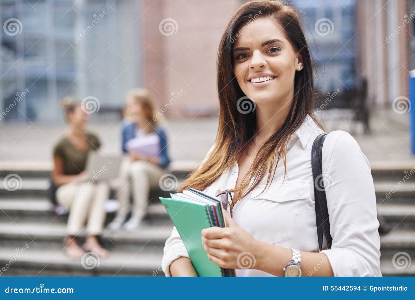Three Busy Students on Campus Stock Photo - Image of creativity ...