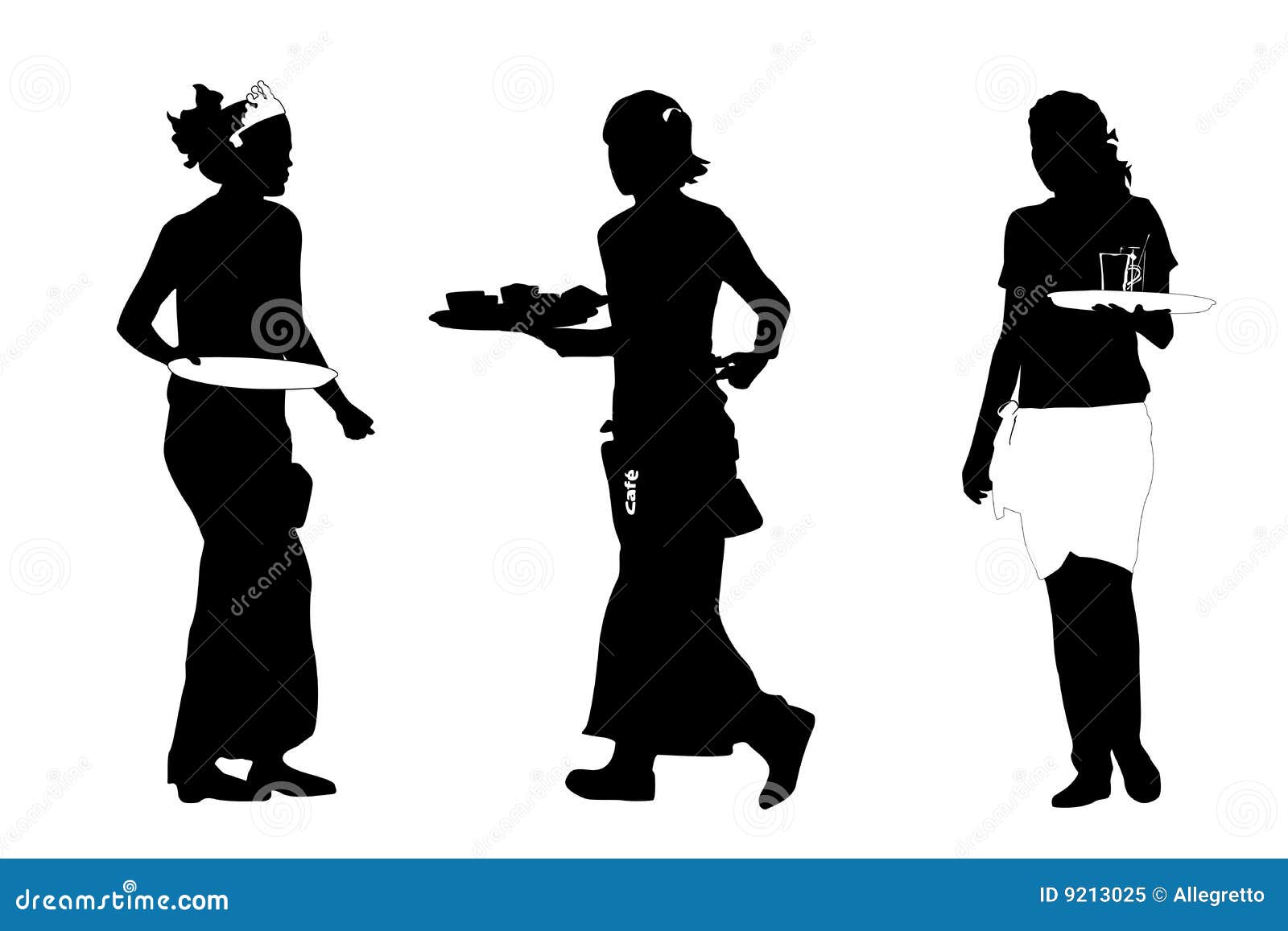 Three busy waitresses stock illustration. Illustration of shape - 9213025