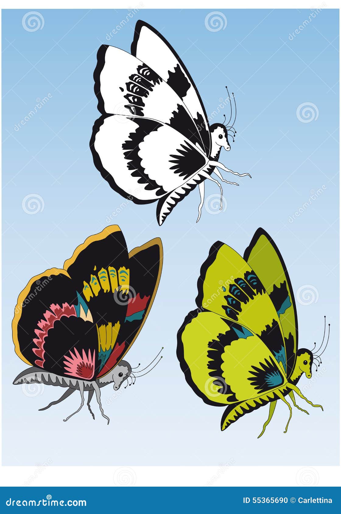 Three Butterflies Flying In A Field Stock Photography | CartoonDealer ...