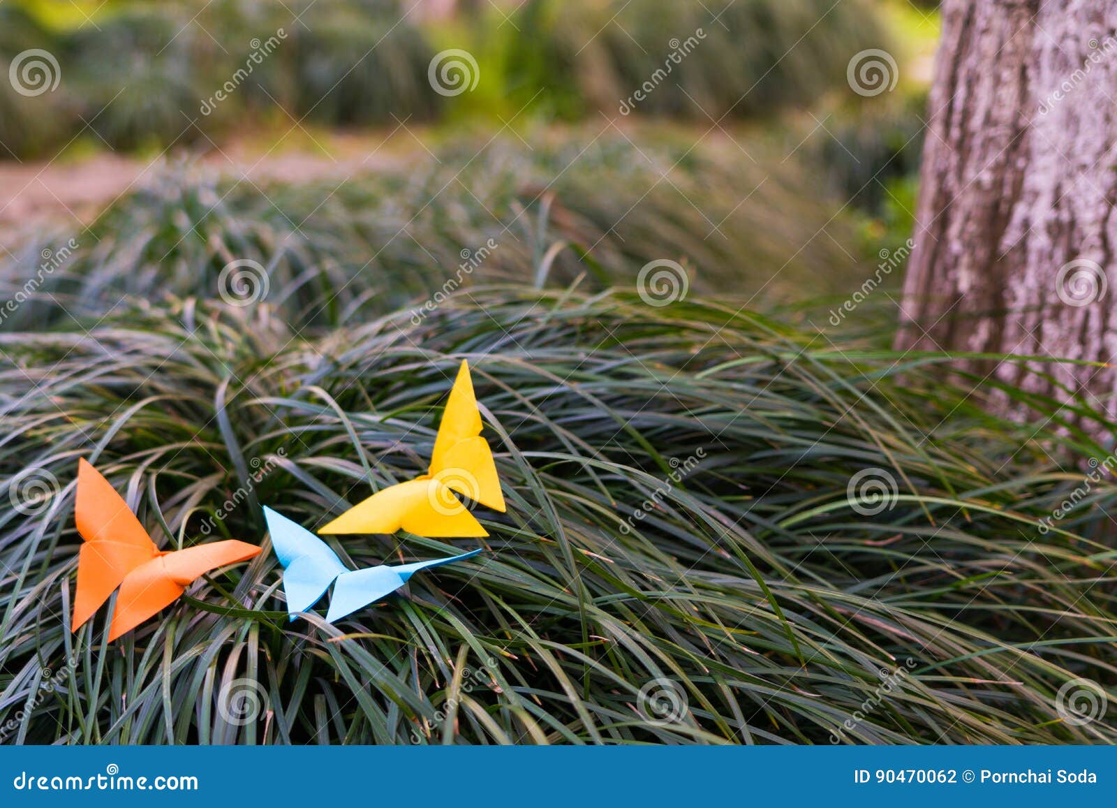 The Three Butterfly on the Grass - Paper Work Stock Photo - Image of ...