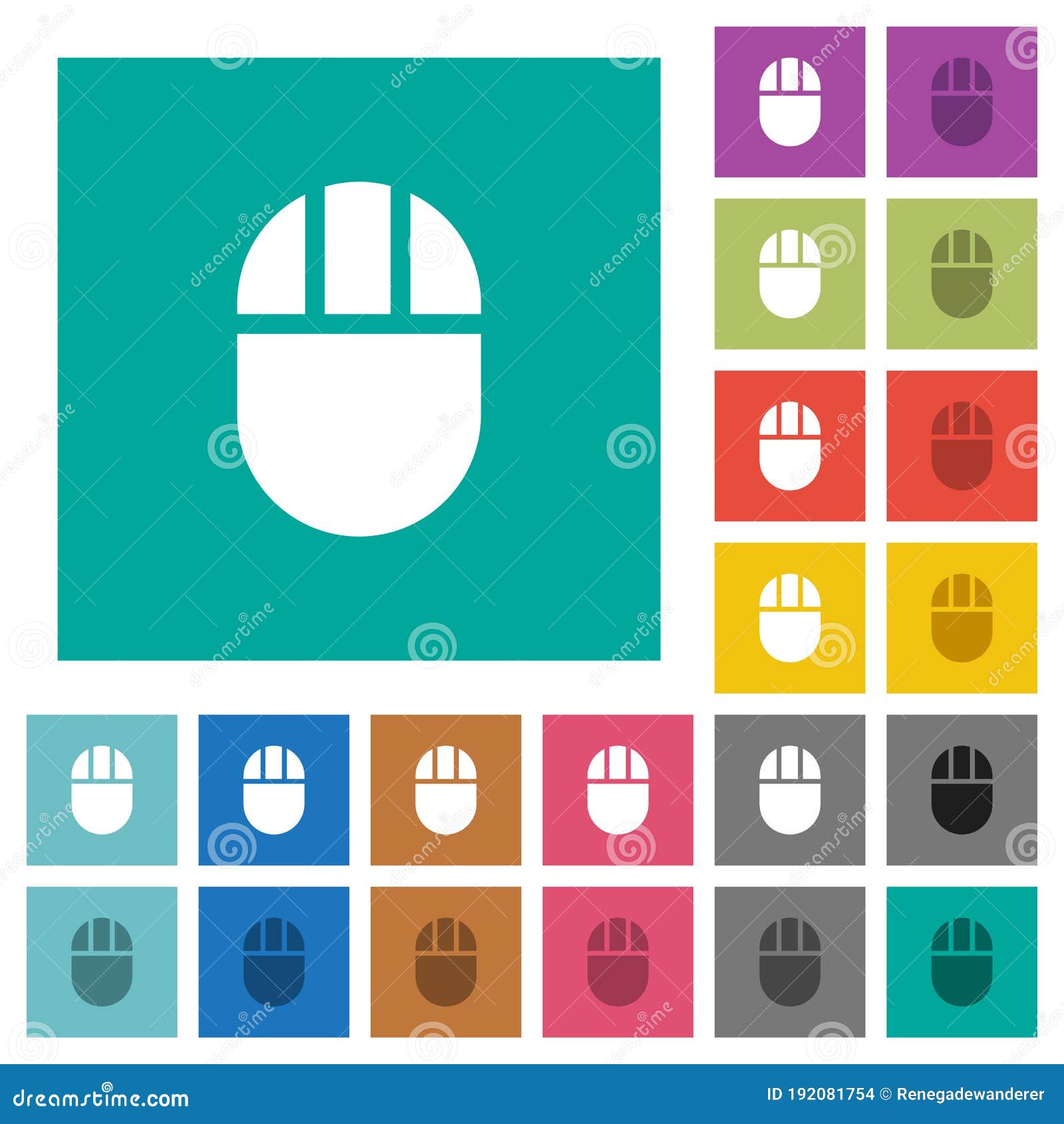 Three Buttoned Computer Mouse Square Flat Multi Colored Icons Stock ...