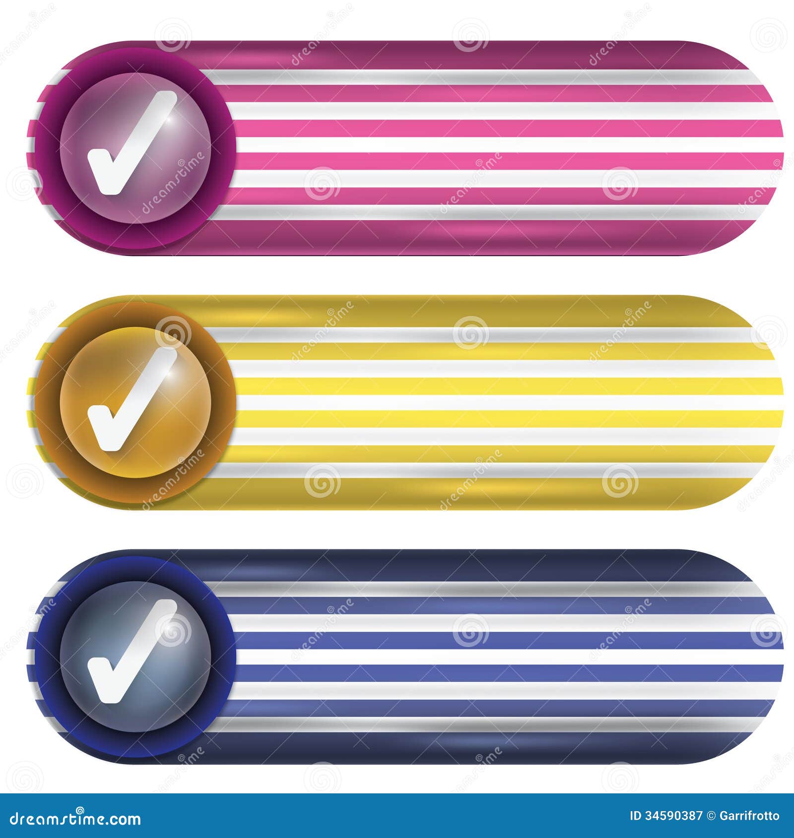Three Buttons with Check Box Stock Vector - Illustration of circle ...