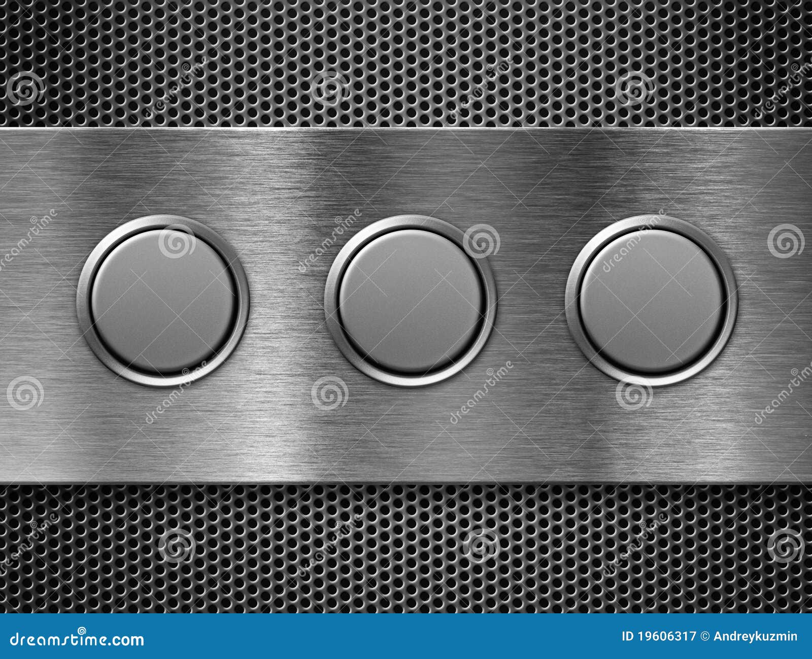 Three Buttons Metal Toolbar Stock Image - Image of circle, macro: 19606317