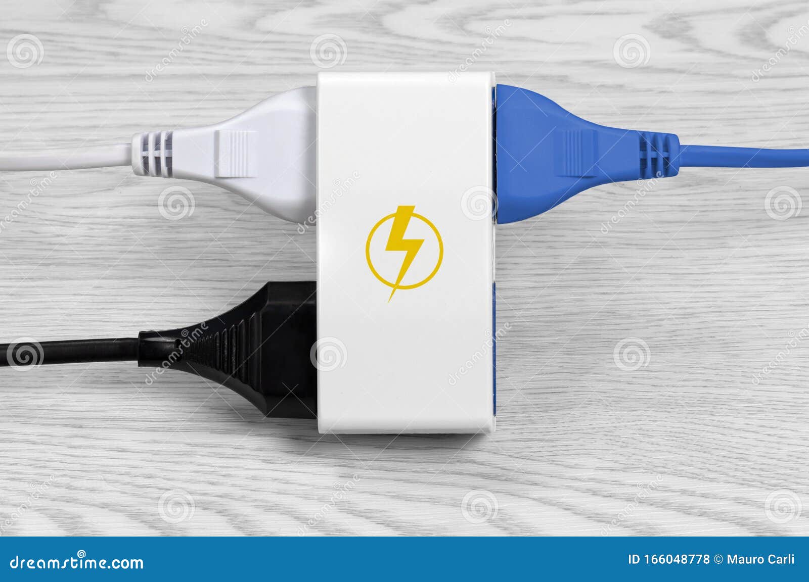 Three Cables Connected To a Multiple Socket Stock Photo - Image of ...