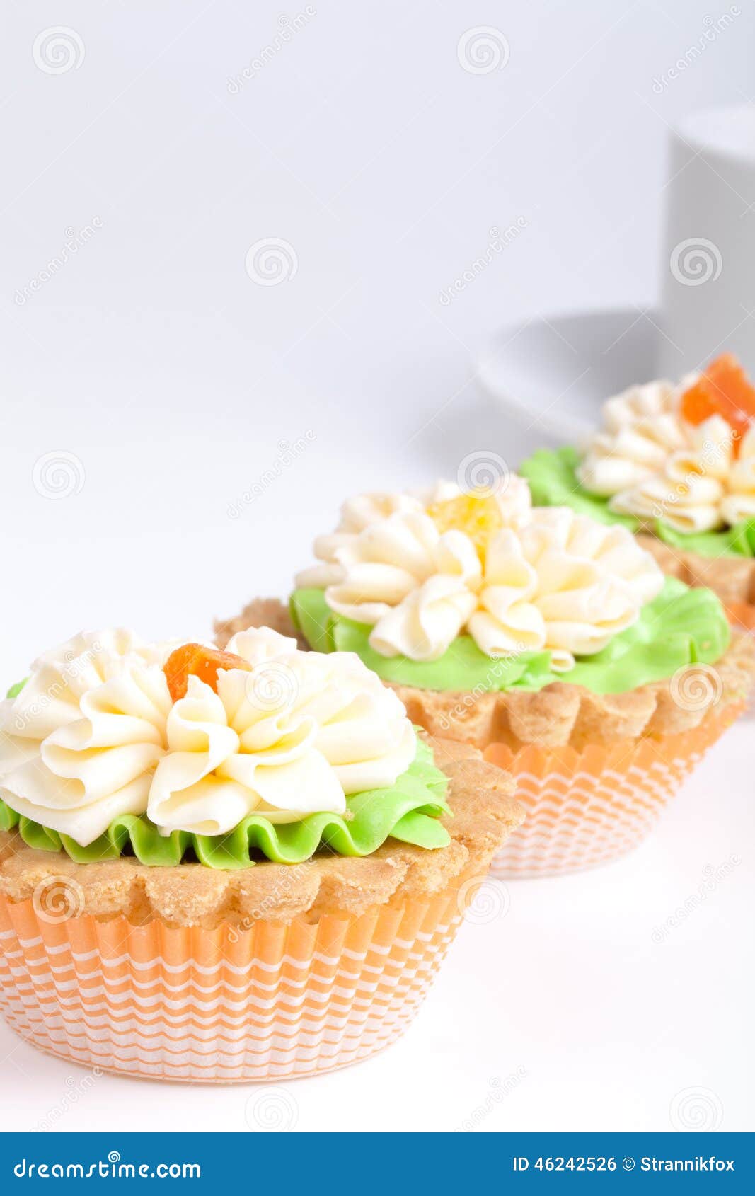 Three Cake Baskets on a Table with White Cup Stock Photo - Image of ...