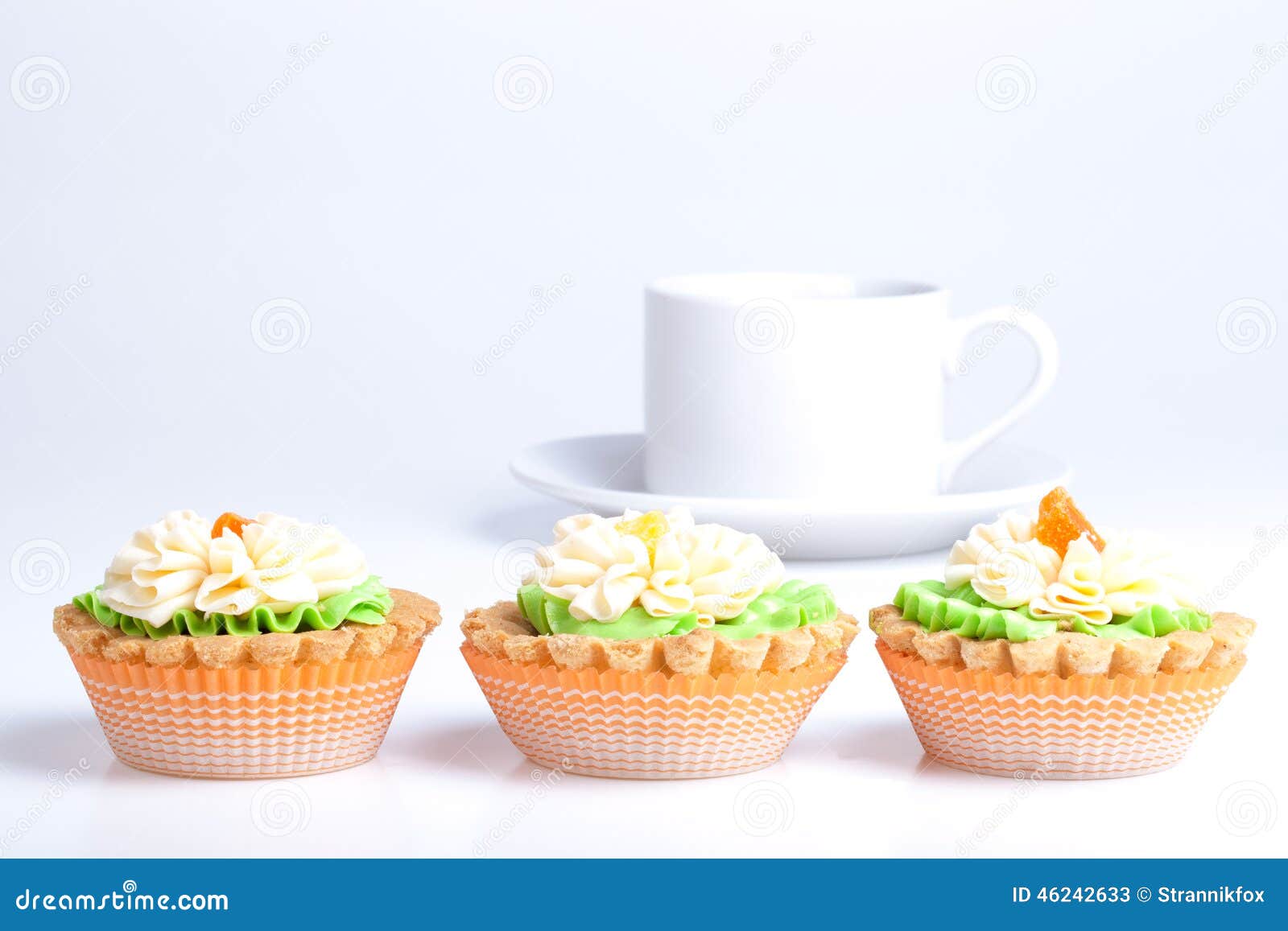 Three Cake Baskets on a Table with White Cup Stock Image - Image of ...