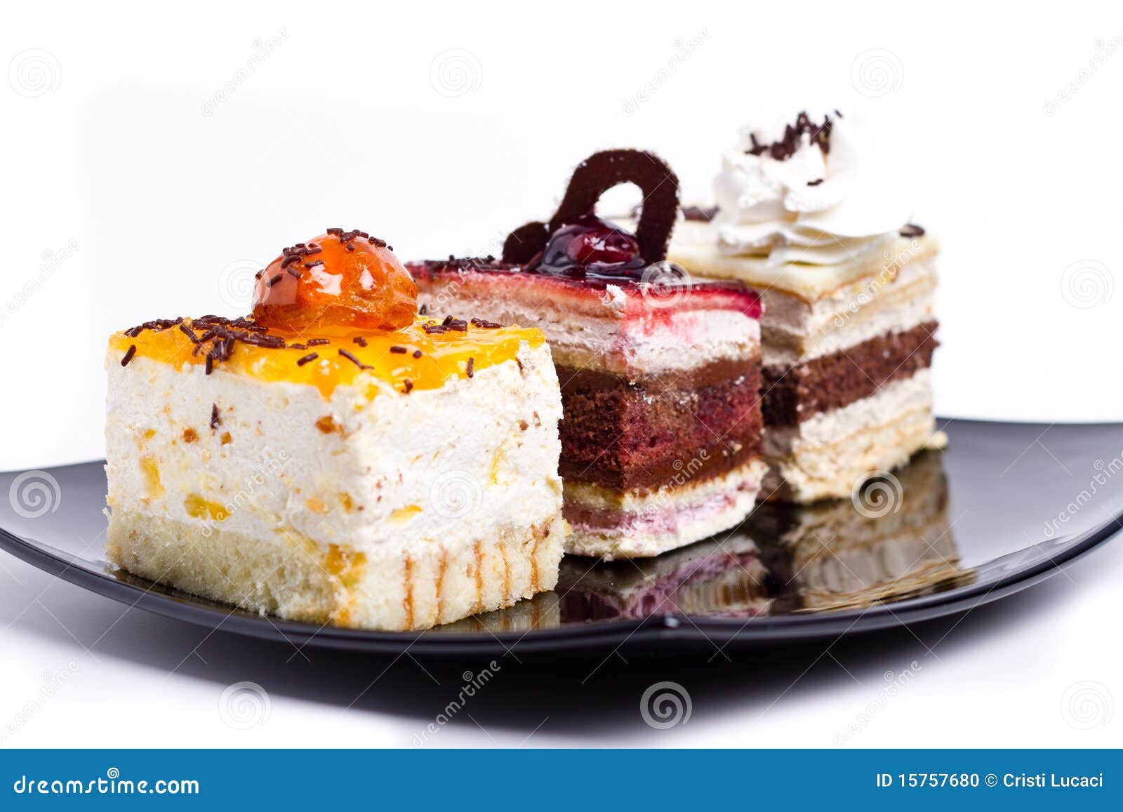Three cakes stock photo. Image of fatty, glass, orange - 15757680