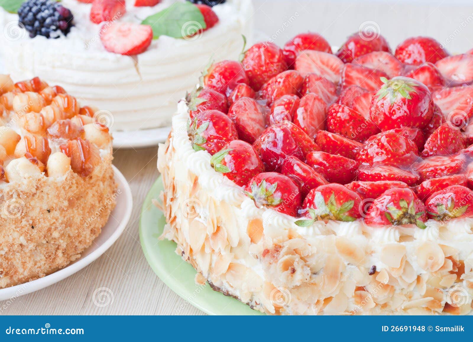 Three cakes stock photo. Image of green, food, ornate - 26691948