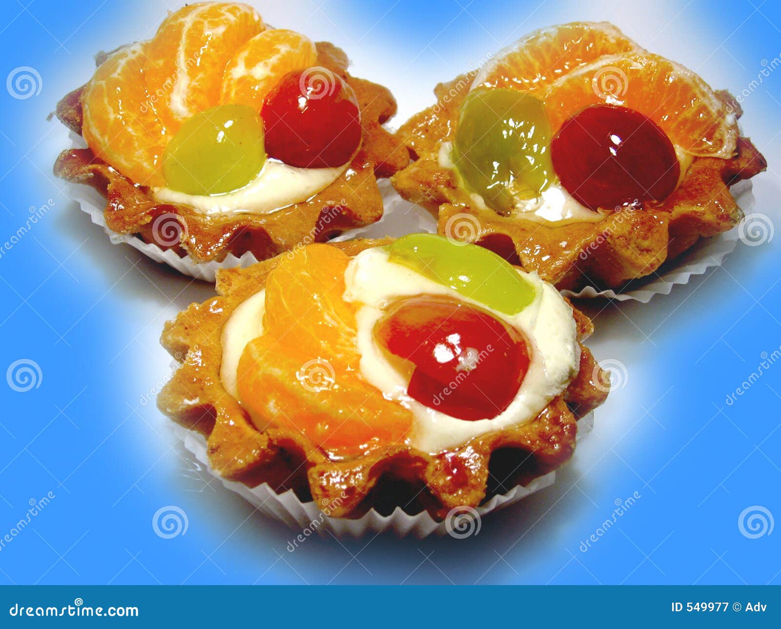 Three cakes stock image. Image of pict, mandarine, cream - 549977