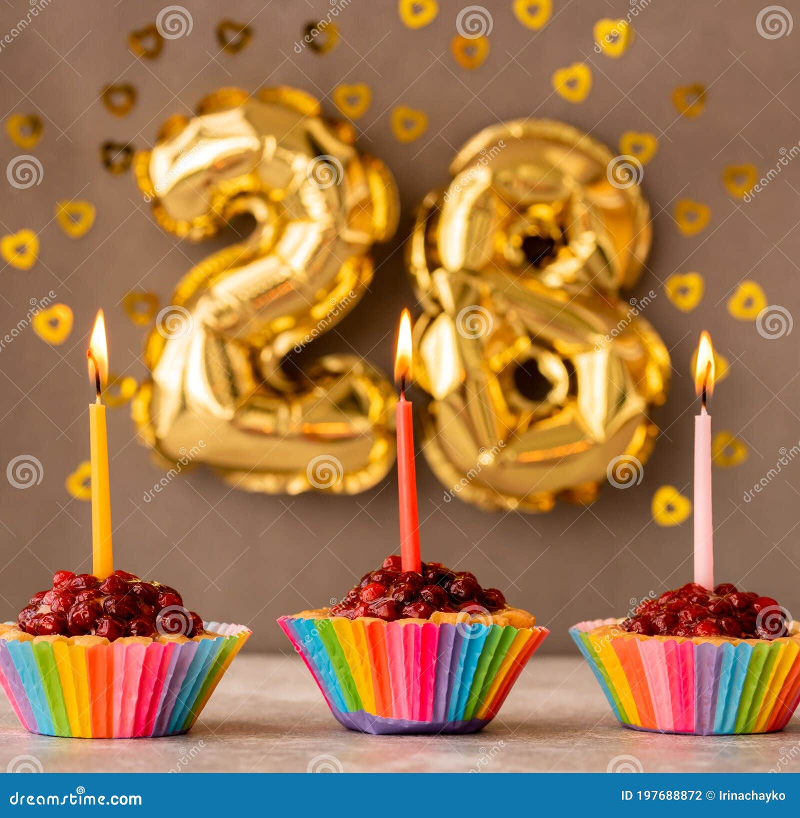 28th Birthday Candle - Green Anniversary Card With Bunting Stock ...