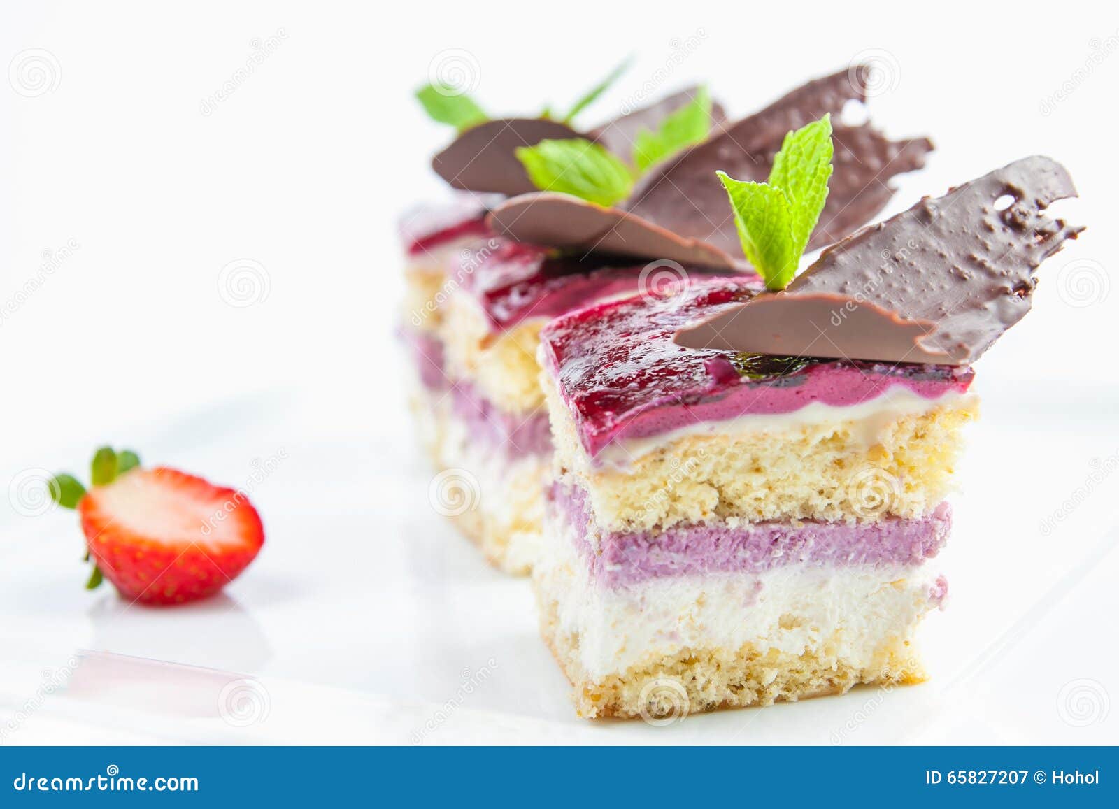 Three cakes stock image. Image of three, plate, square - 65827207