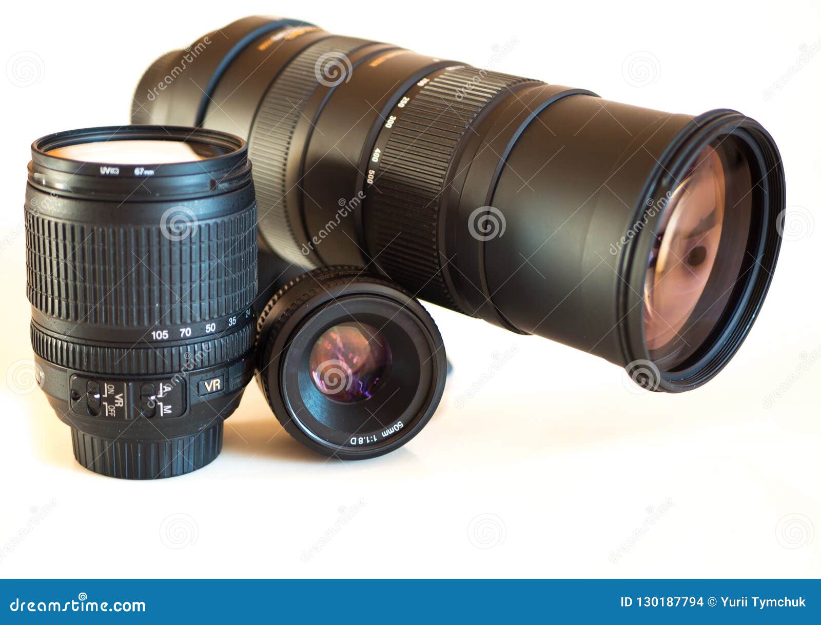 Three Camera Lenses Isolated on White Stock Photo - Image of three ...