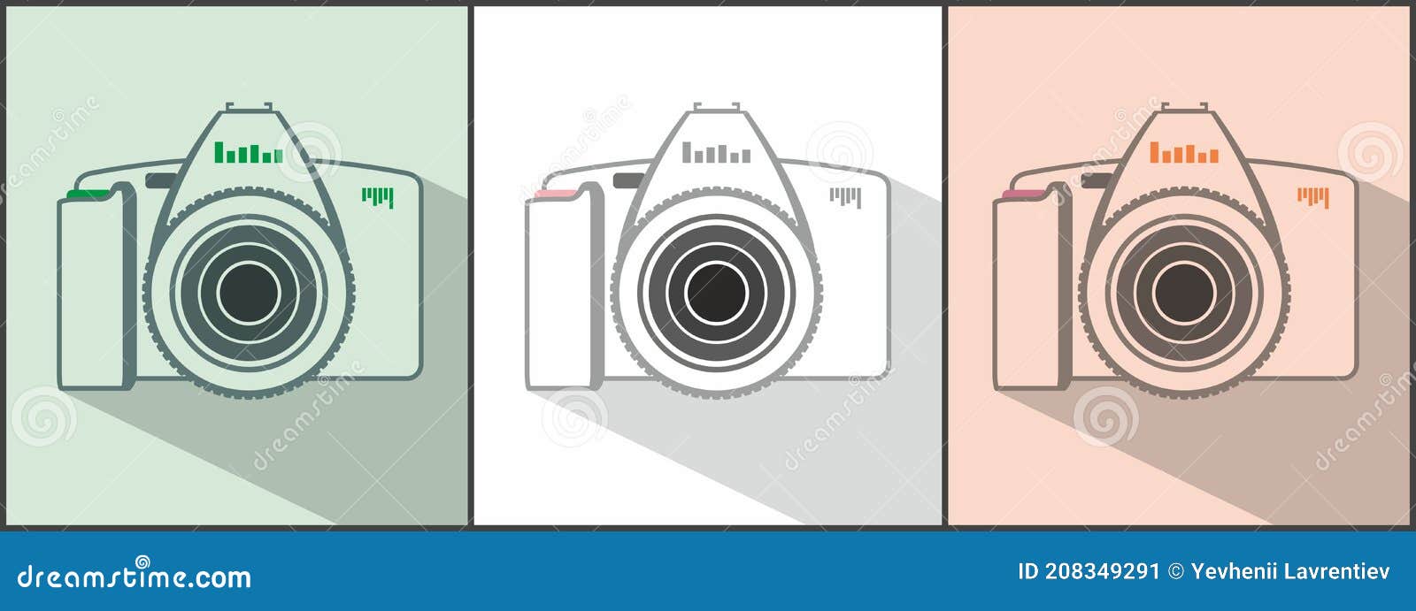 Three Cameras of Different Colors on a Mint and Peach Background ...