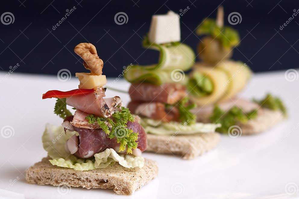 Three canape stock photo. Image of celebration, cater - 11584796