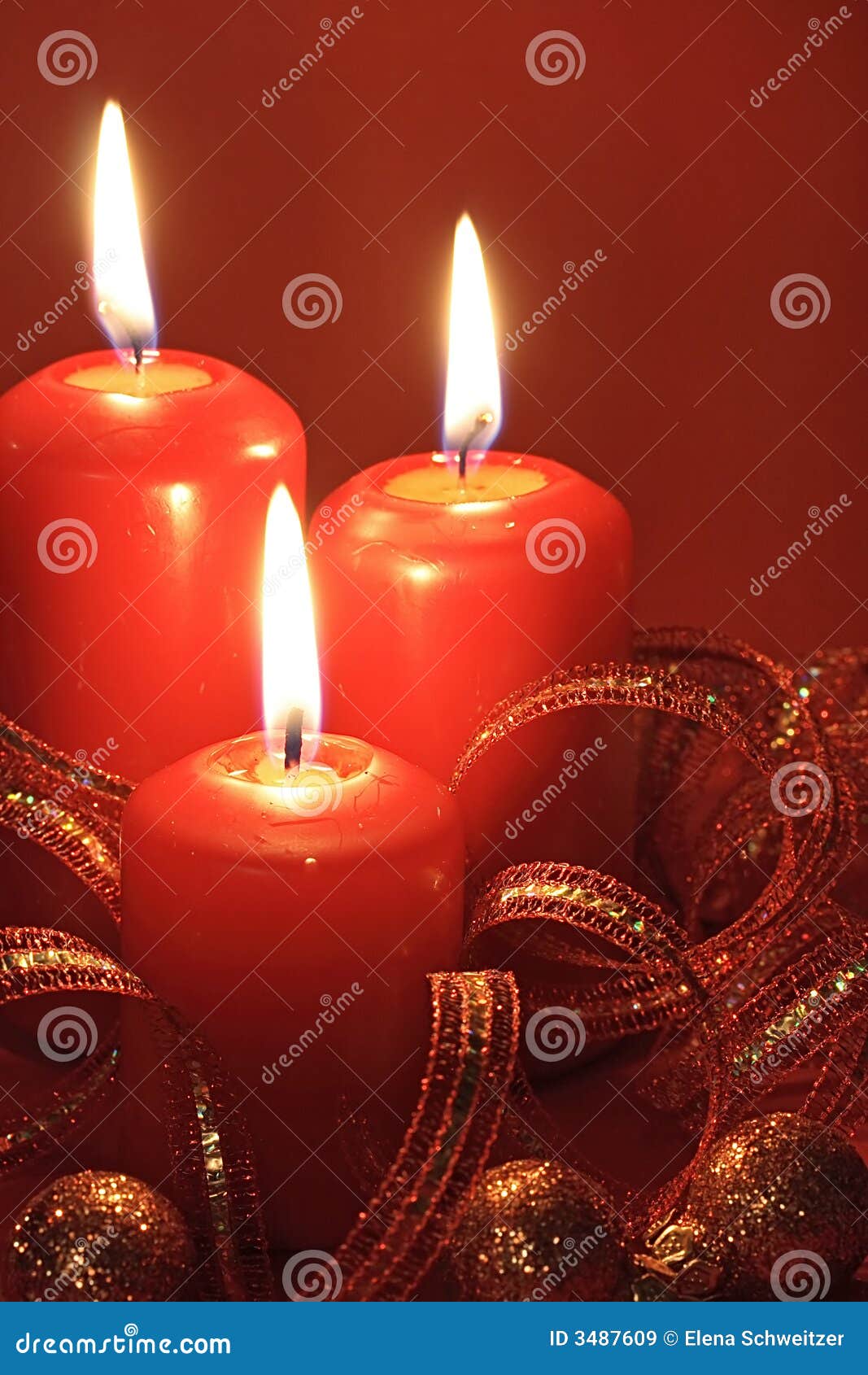 Three candles stock image. Image of decoration, xmas, background - 3487609