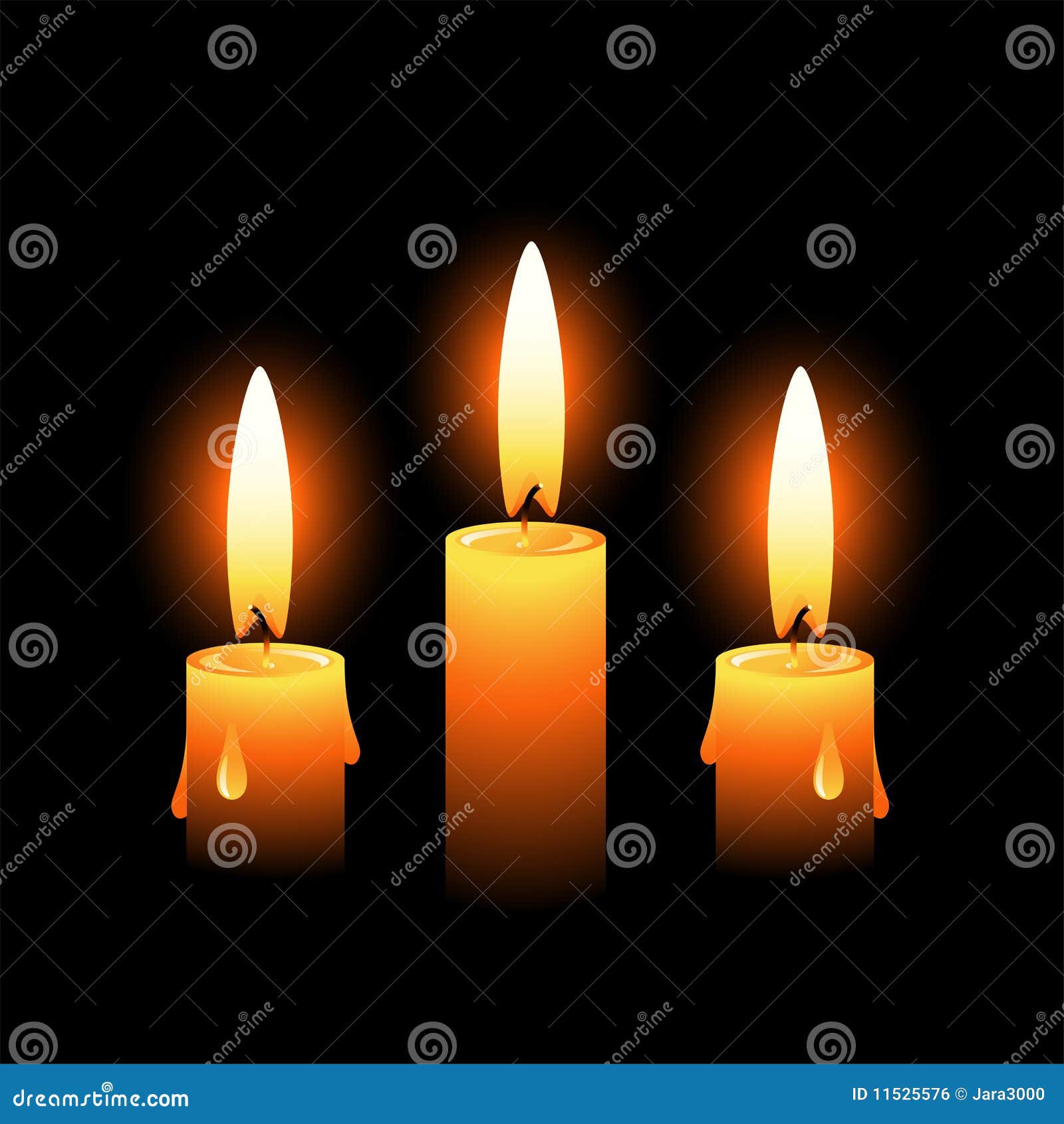 Three Candles on a Black Background Stock Vector - Illustration of ...