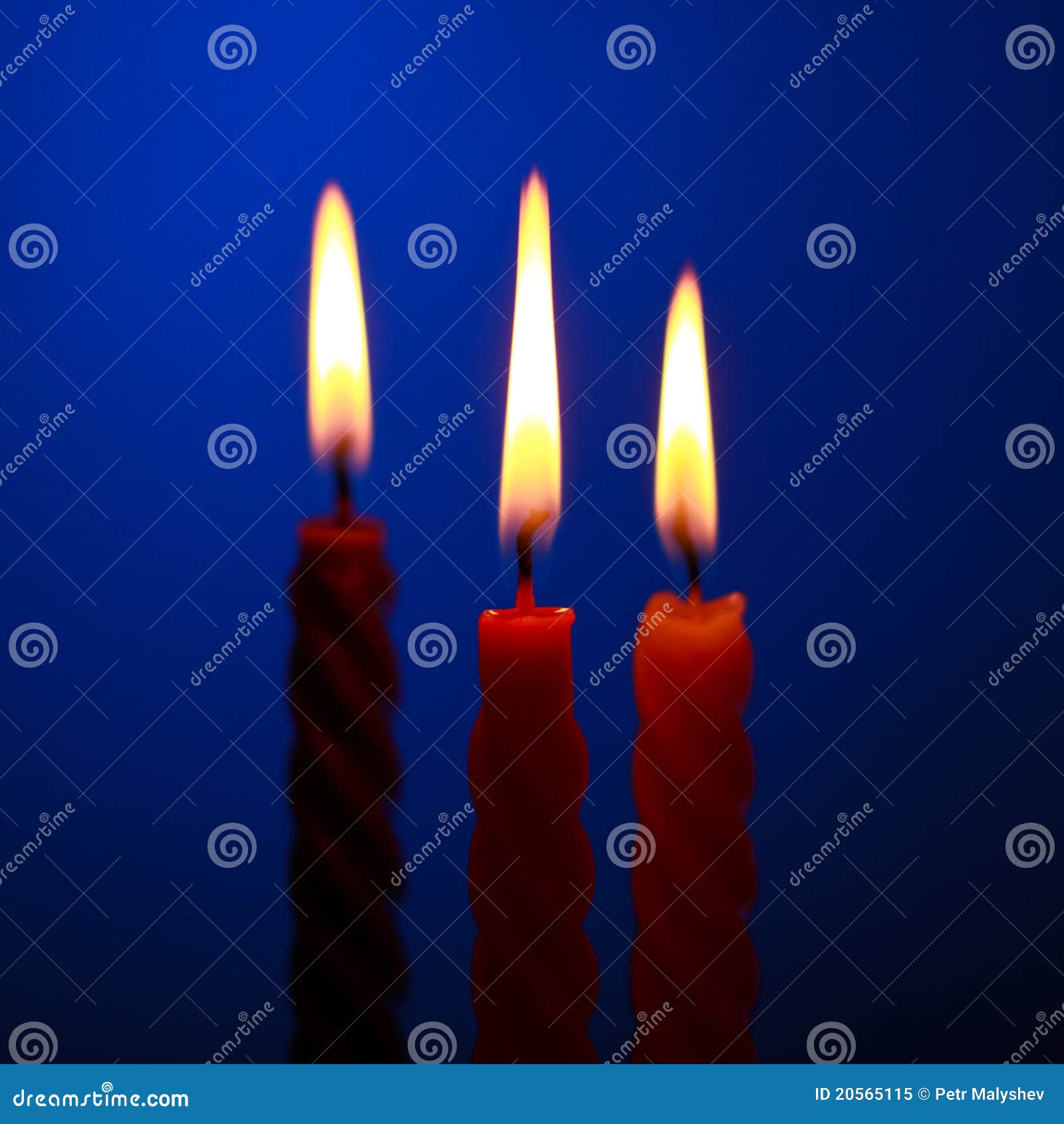 Three Candles on Blue stock image. Image of indoor, mystic - 20565115