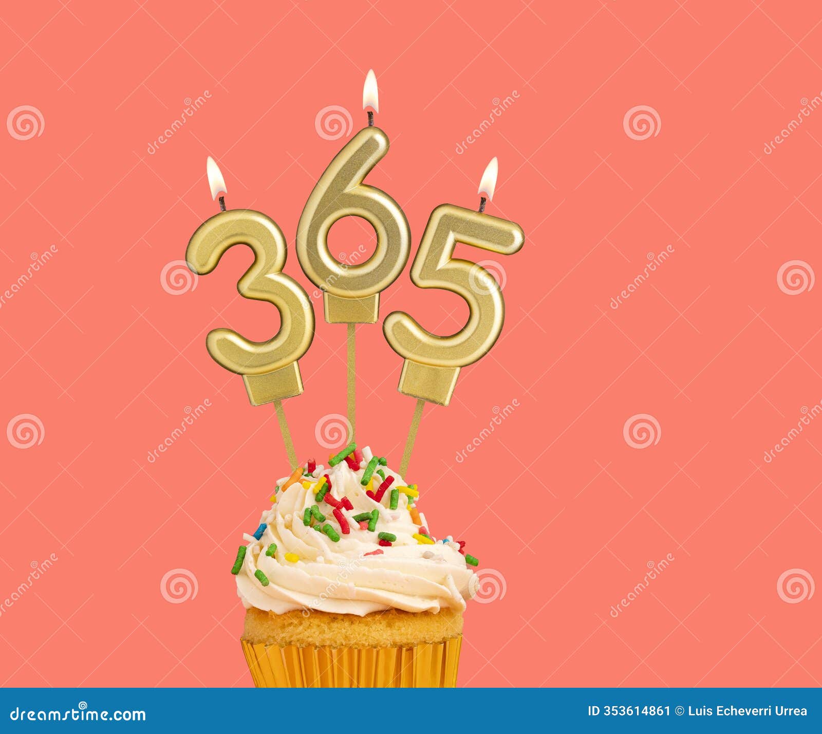 Three Candles Forming the Number 365 - Pink Background Stock ...