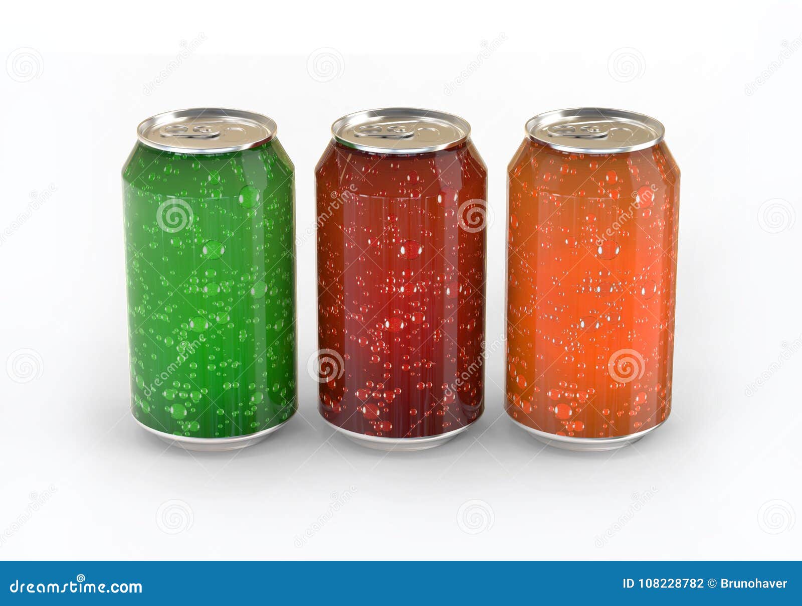 Three Cans of Colored Carbonated Drinks. Stock Illustration ...