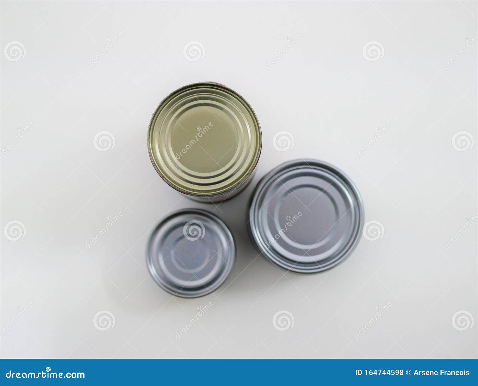 Three cans seen from above stock photo. Image of steel - 164744598