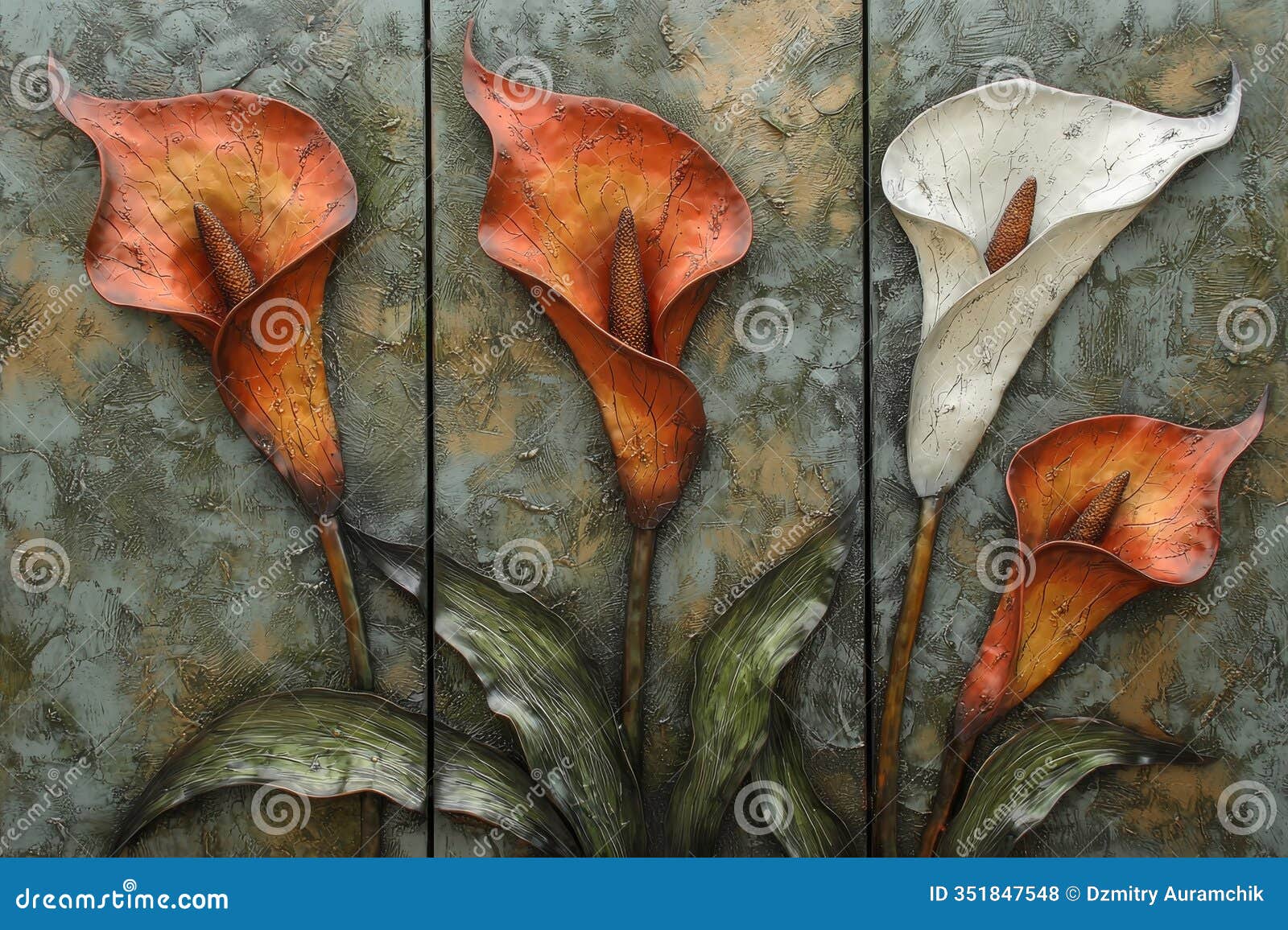 The Three Canvases are Adorned with Volumetric Stucco Molding on a ...