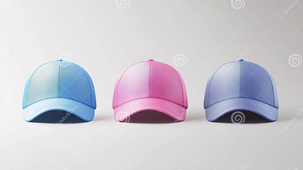 Three Caps in Pastel Colors Lined Up Side by Side Stock Photo - Image ...