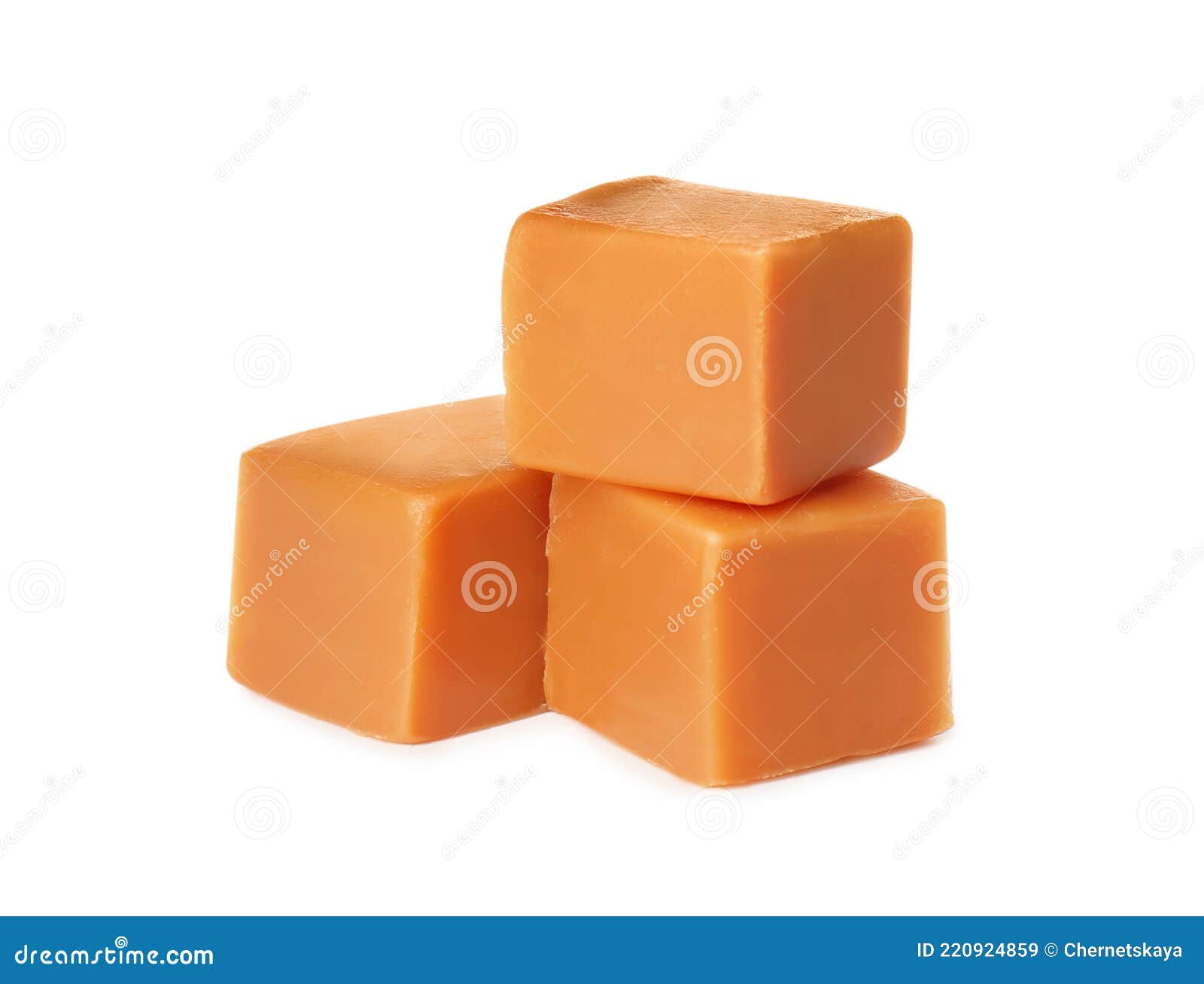 Three Caramel Cubes on White Background. Confectionery Stock Image ...