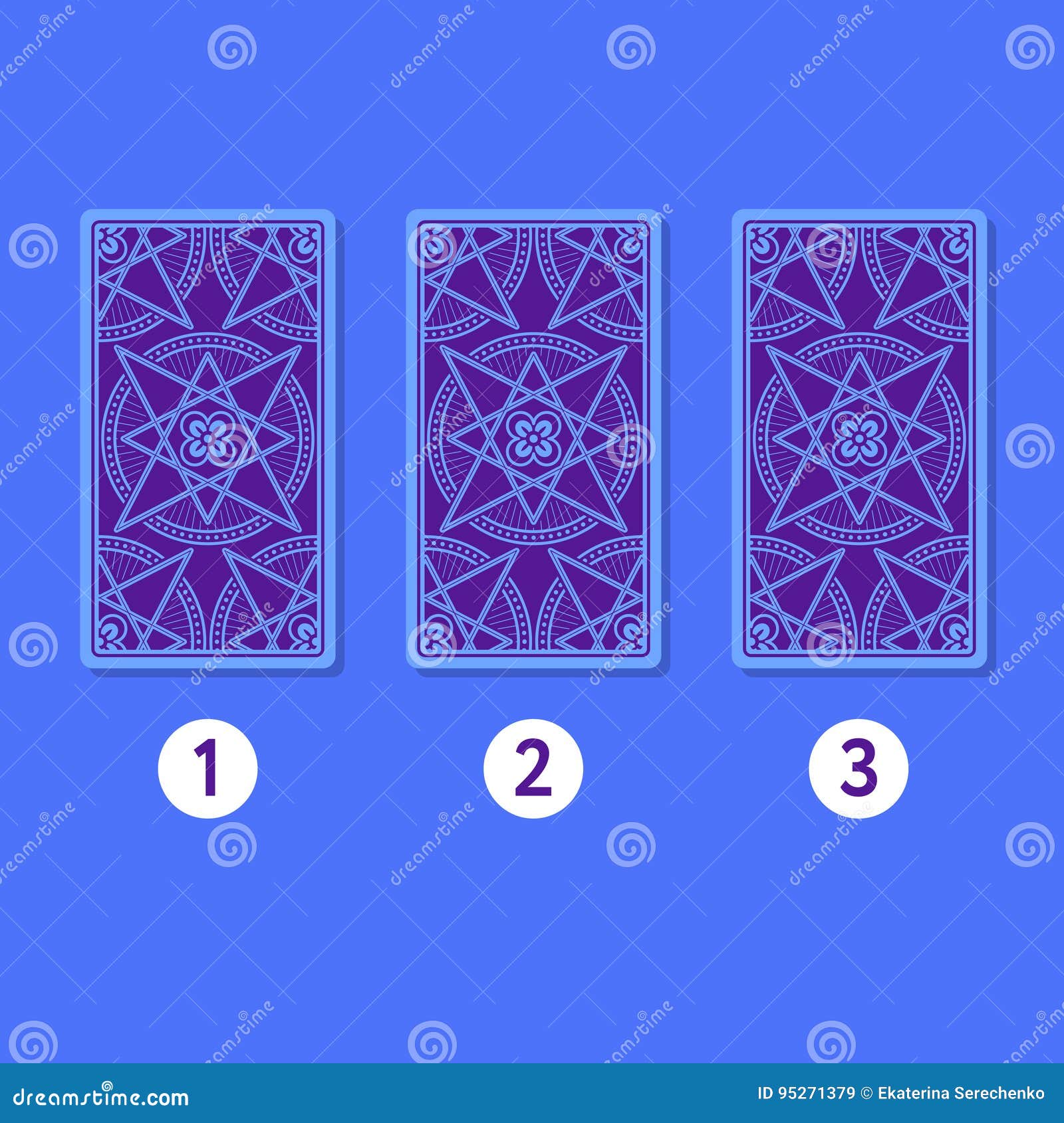 Three Card Tarot Spread. Reverse Side Stock Vector - Illustration of ...