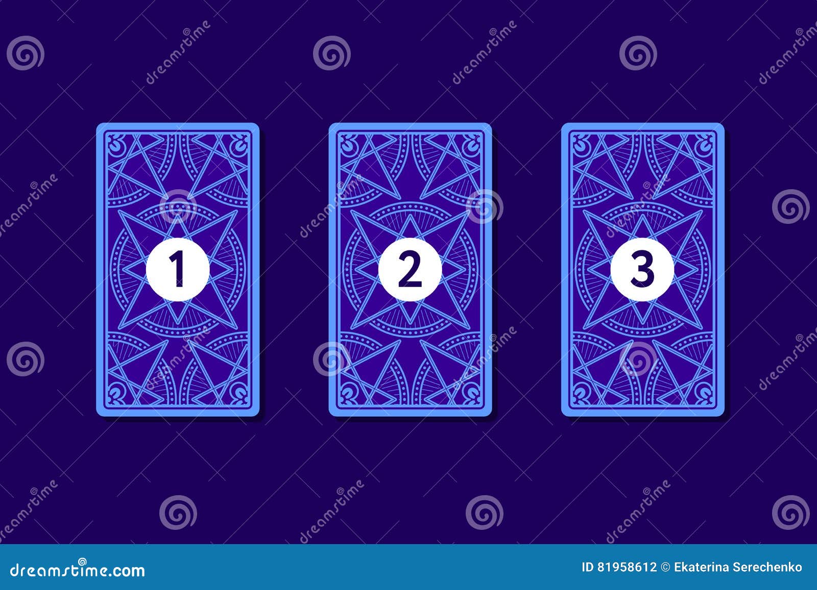 Three Card Tarot Spread. Reverse Side Stock Vector - Illustration of ...