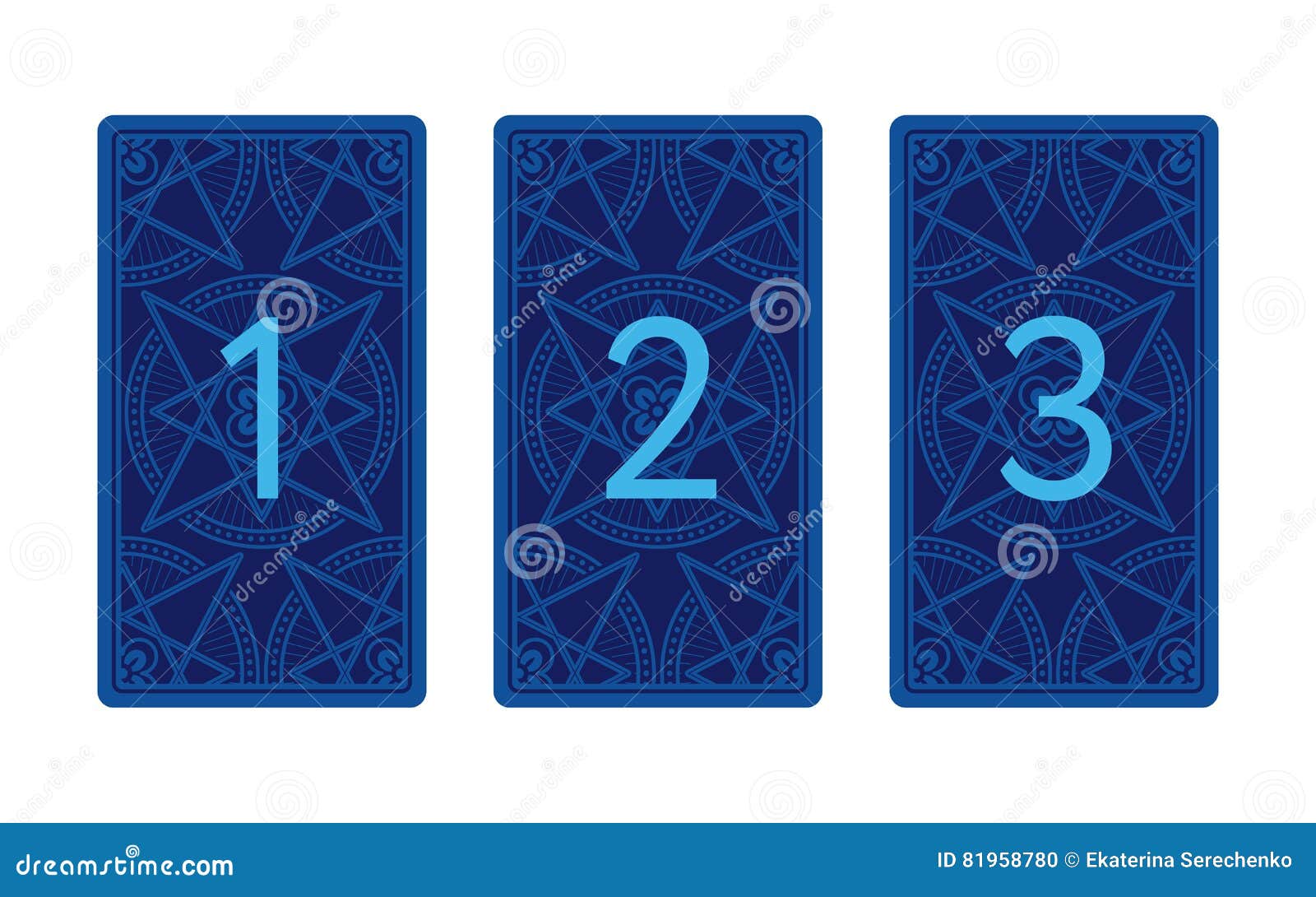Three Card Tarot Spread. Reverse Side Vector Illustration ...