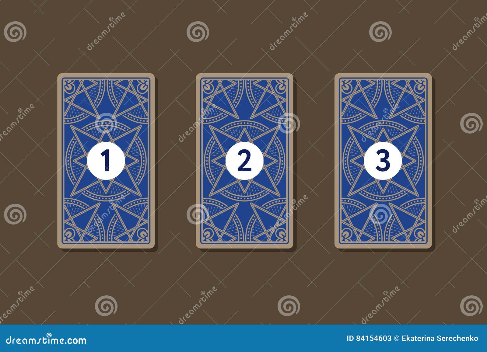 Three Card Tarot Spread. Reverse Side Vector Illustration ...