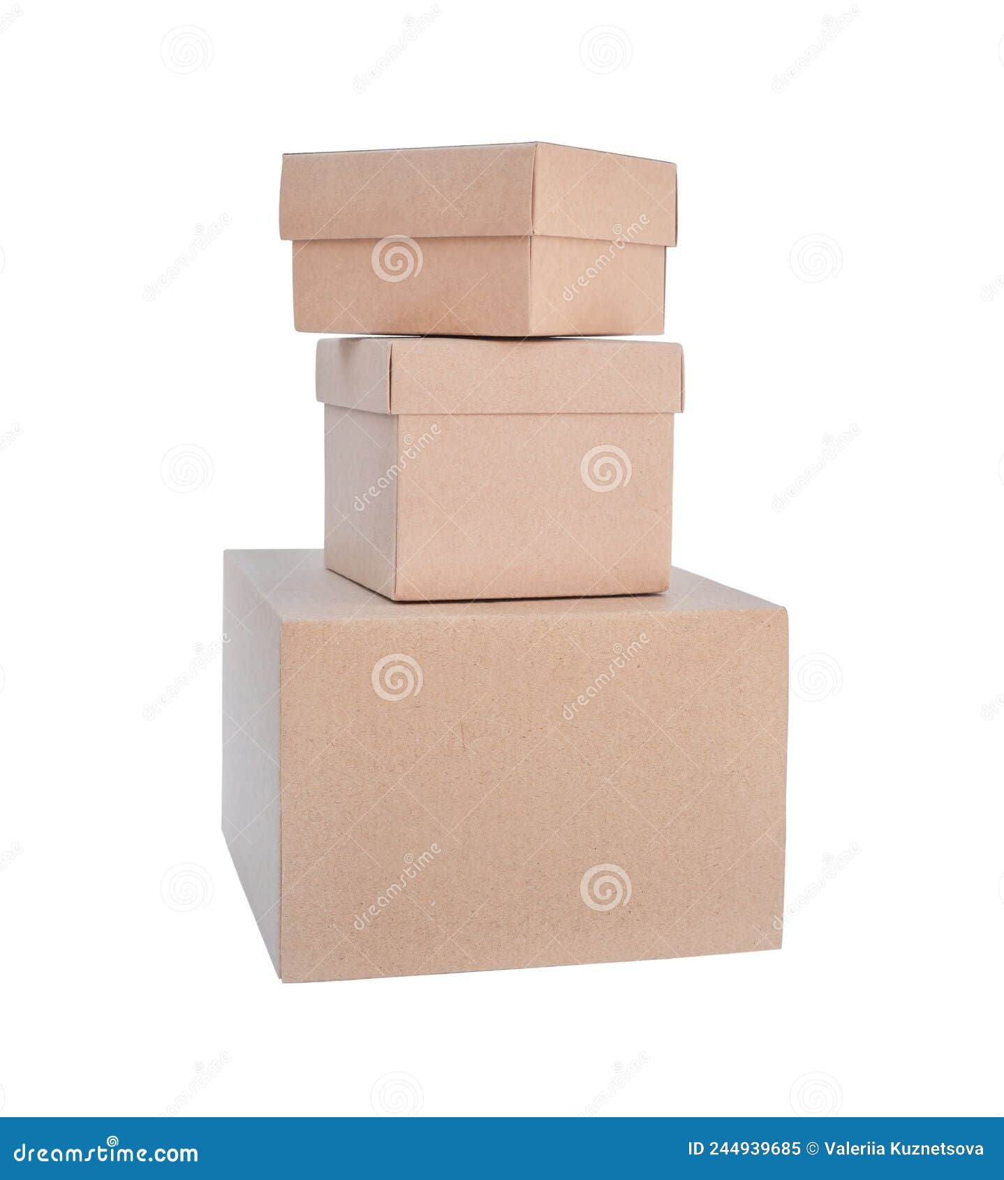 Three Cardboard Boxes Isolated Stock Image - Image of package, carton ...