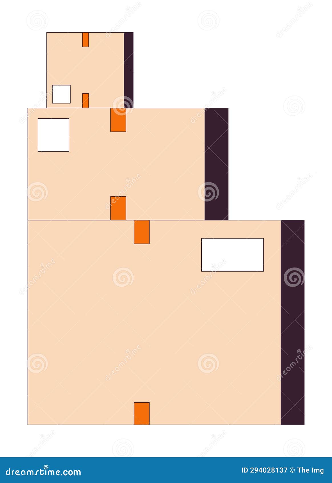 Three Cardboard Boxes Pyramid Stacked 2D Linear Cartoon Object Stock ...