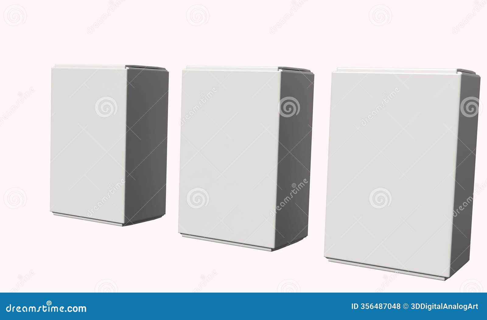 Three Cardboard Boxes - Side View - Isolated White Background - 3D ...