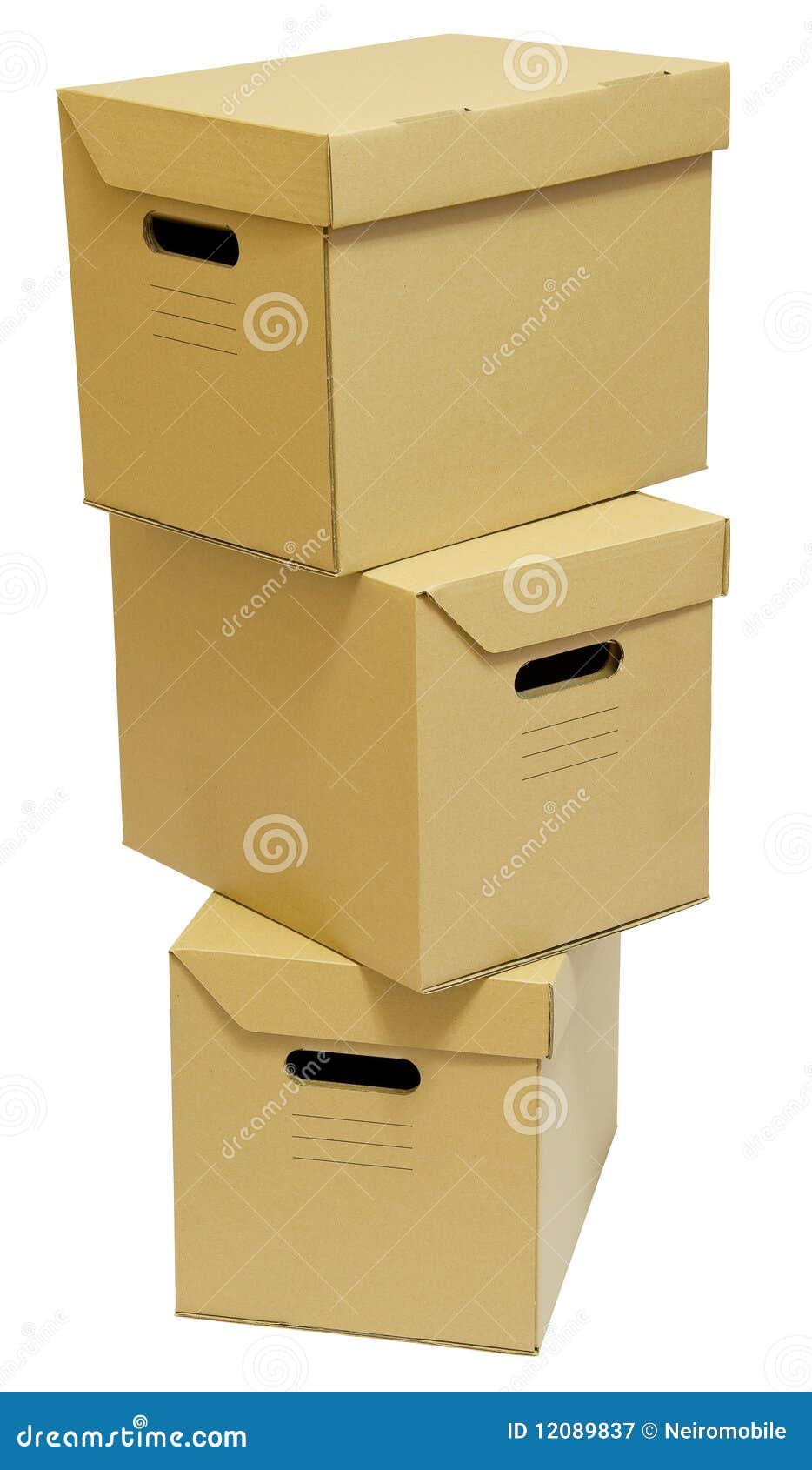 Three Cardboard Boxes Stack Stock Image - Image of large, open: 12089837