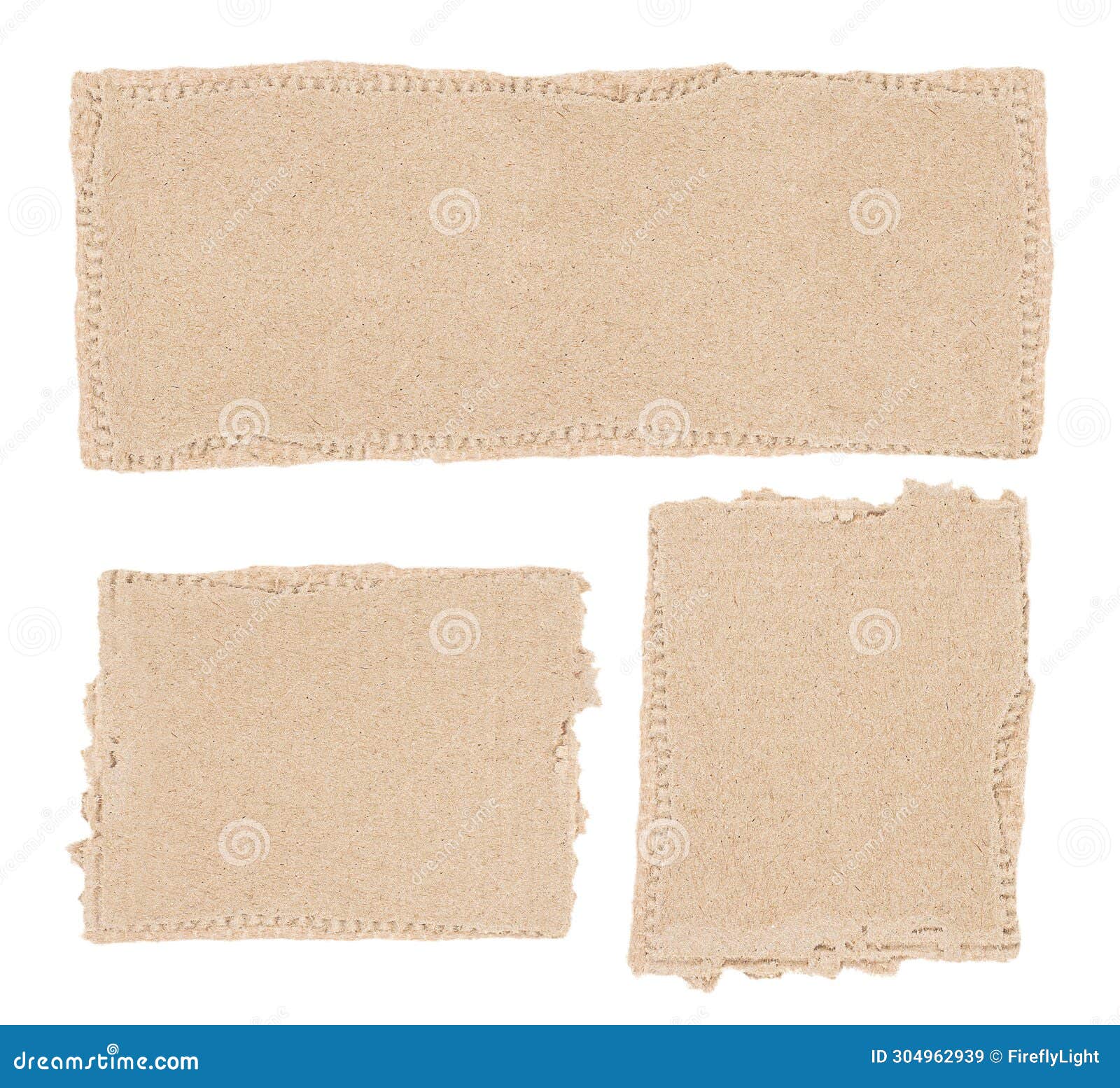 Three Cardboard Torn Pieces Isolated on White Stock Image - Image of ...