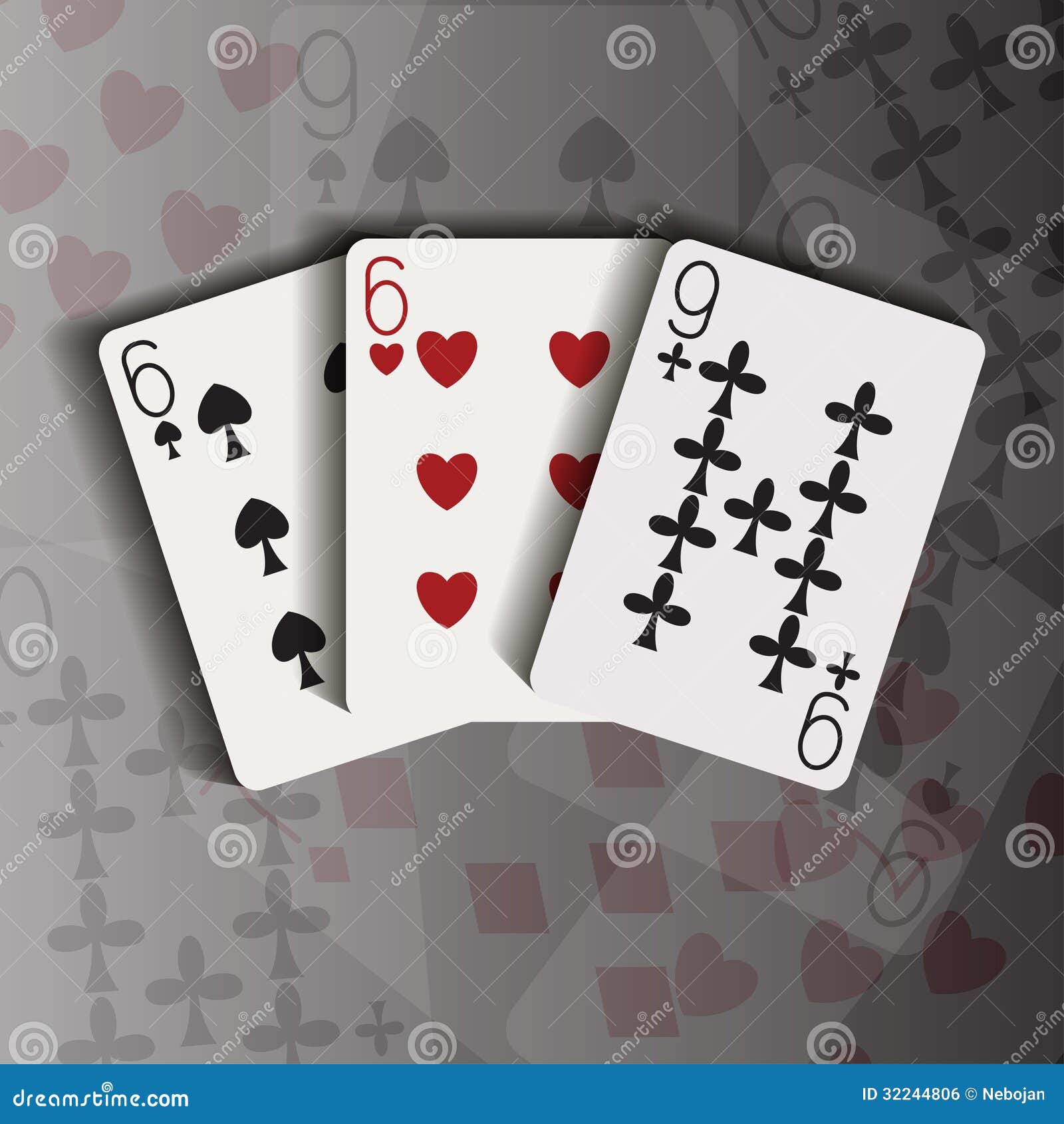 Three cards stock vector. Illustration of white, club - 32244806