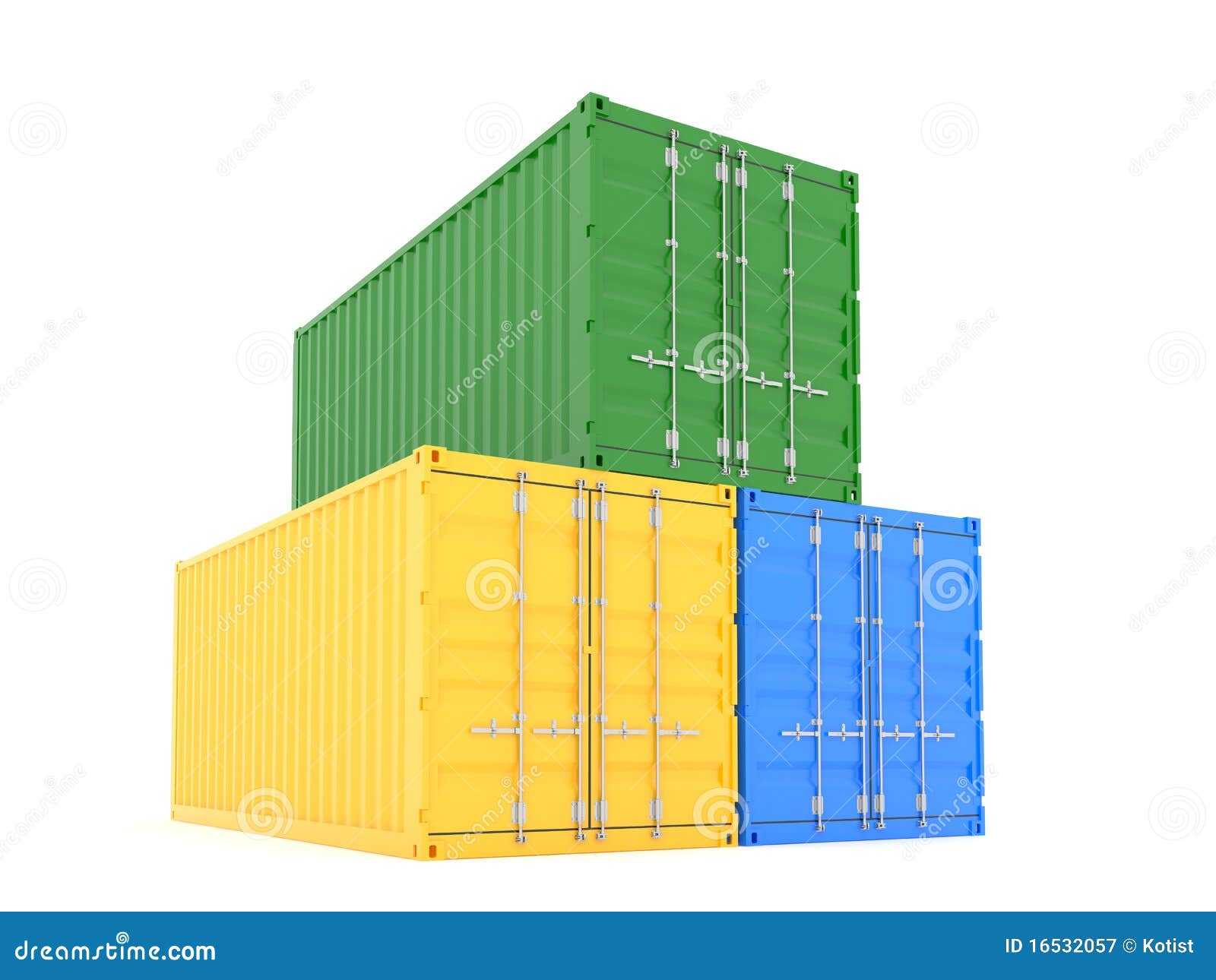 Three cargo container stock illustration. Illustration of render - 16532057