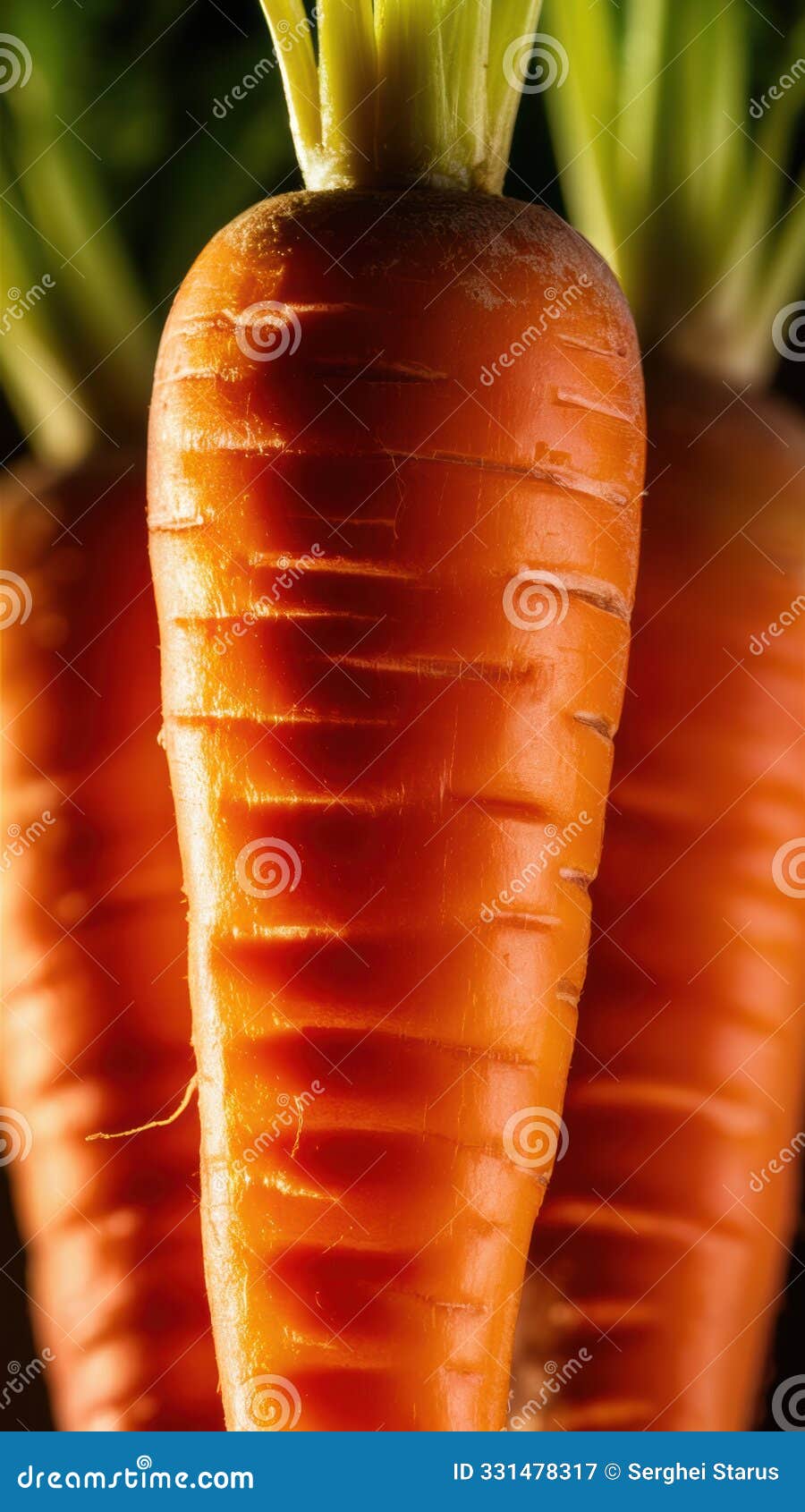 Three Carrots are Shown in a Close Up of the Tops, AI Stock Image ...