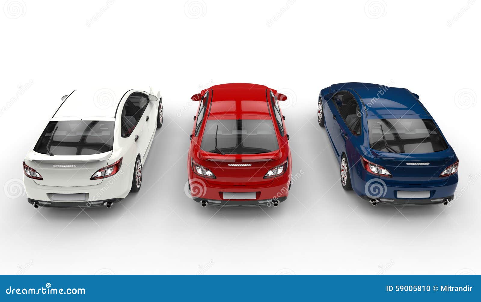 Three Cars - Back Top View stock illustration. Illustration of cars ...