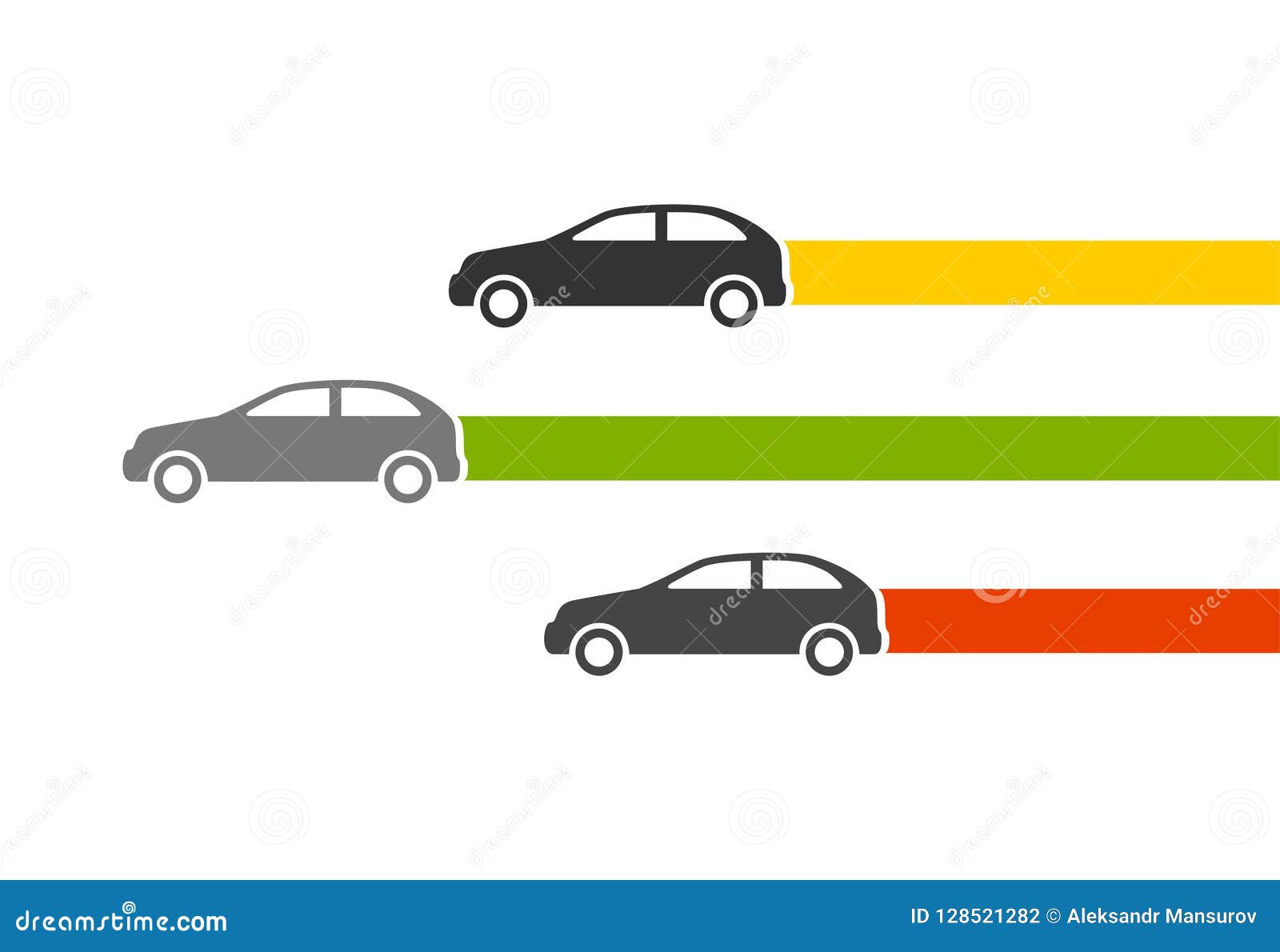 Three cars stock vector. Illustration of design, vector - 128521282