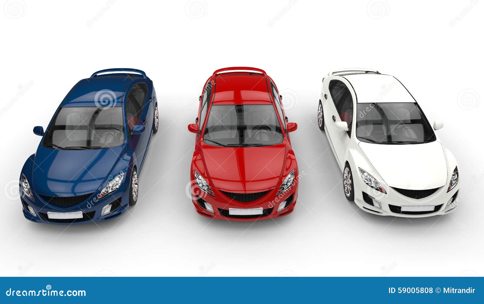 Three Cars - Top Front View Stock Illustration - Illustration of drive ...