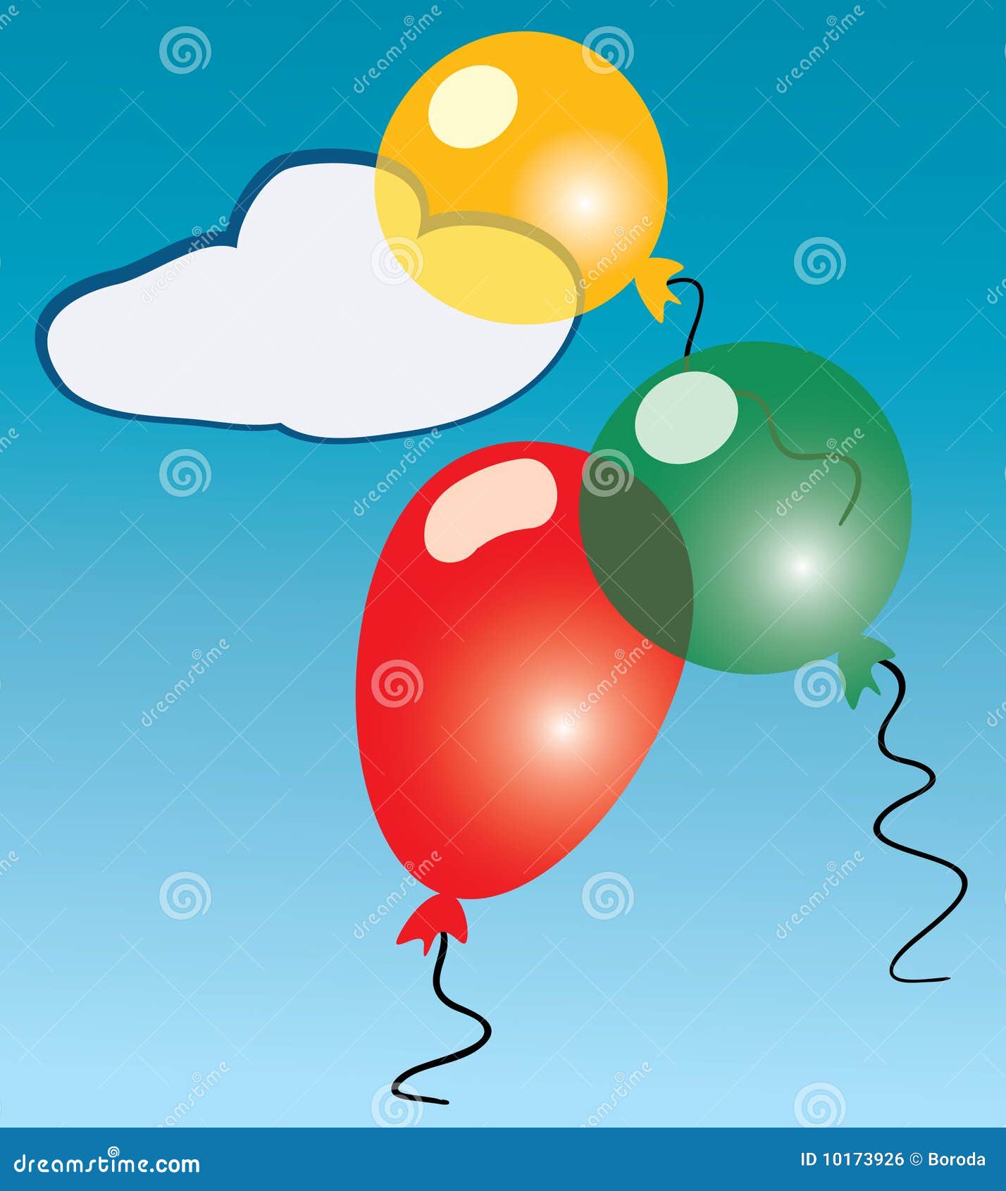 Three cartoon balloons. stock vector. Illustration of multicolor - 10173926