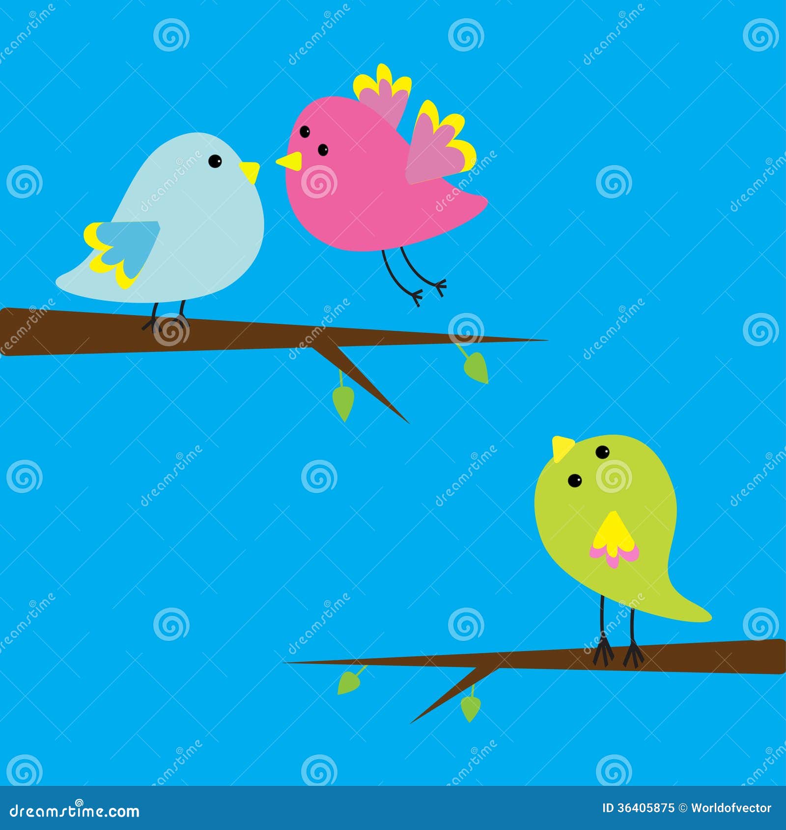 Three cartoon birds. Card stock vector. Illustration of funny - 36405875