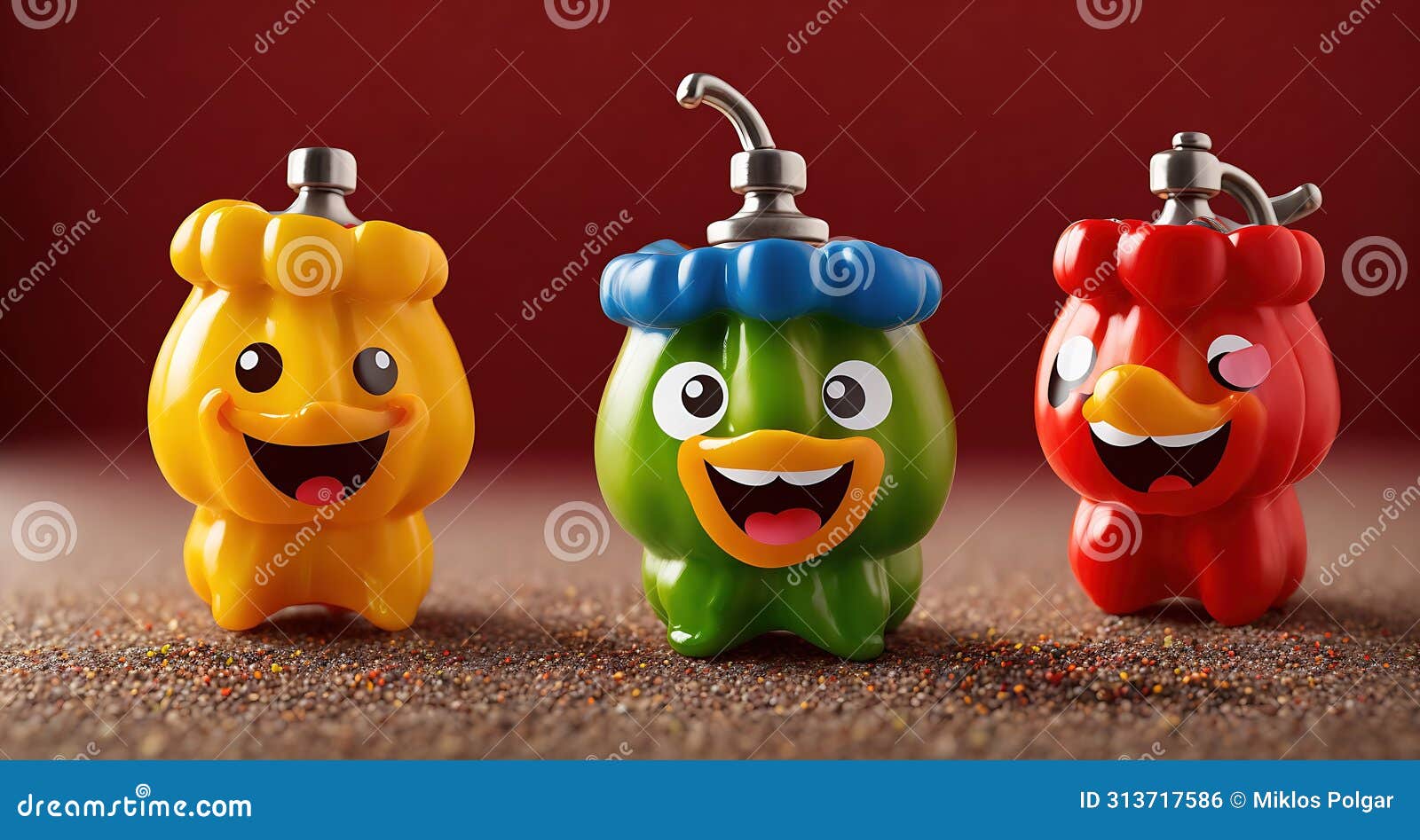 Three Cartoon Characters, Each with a Different Expression on Their ...